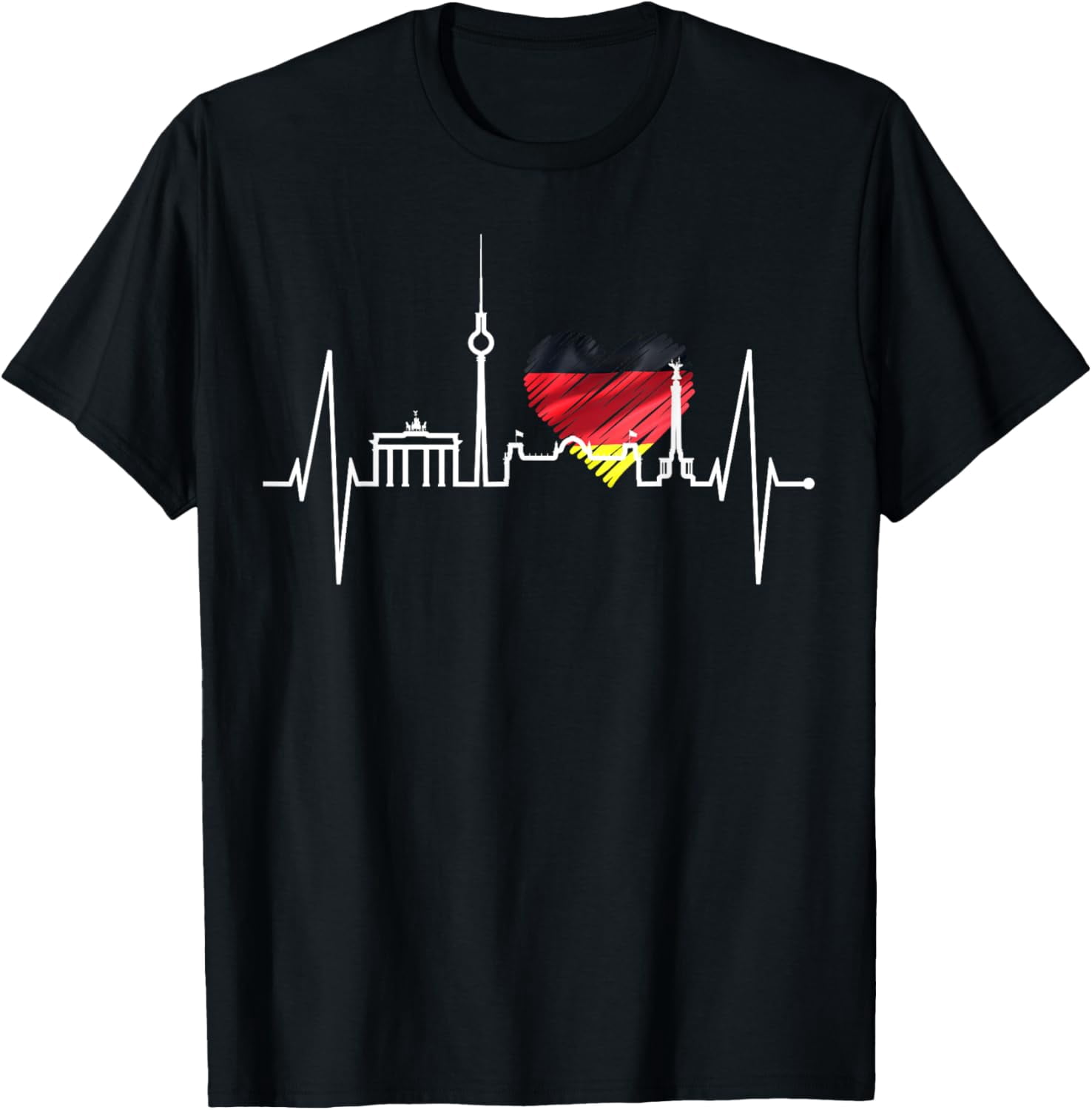 Berlin Skyline German Heartbeat Germany Flag I Love Berlin T-ShirtMen ...