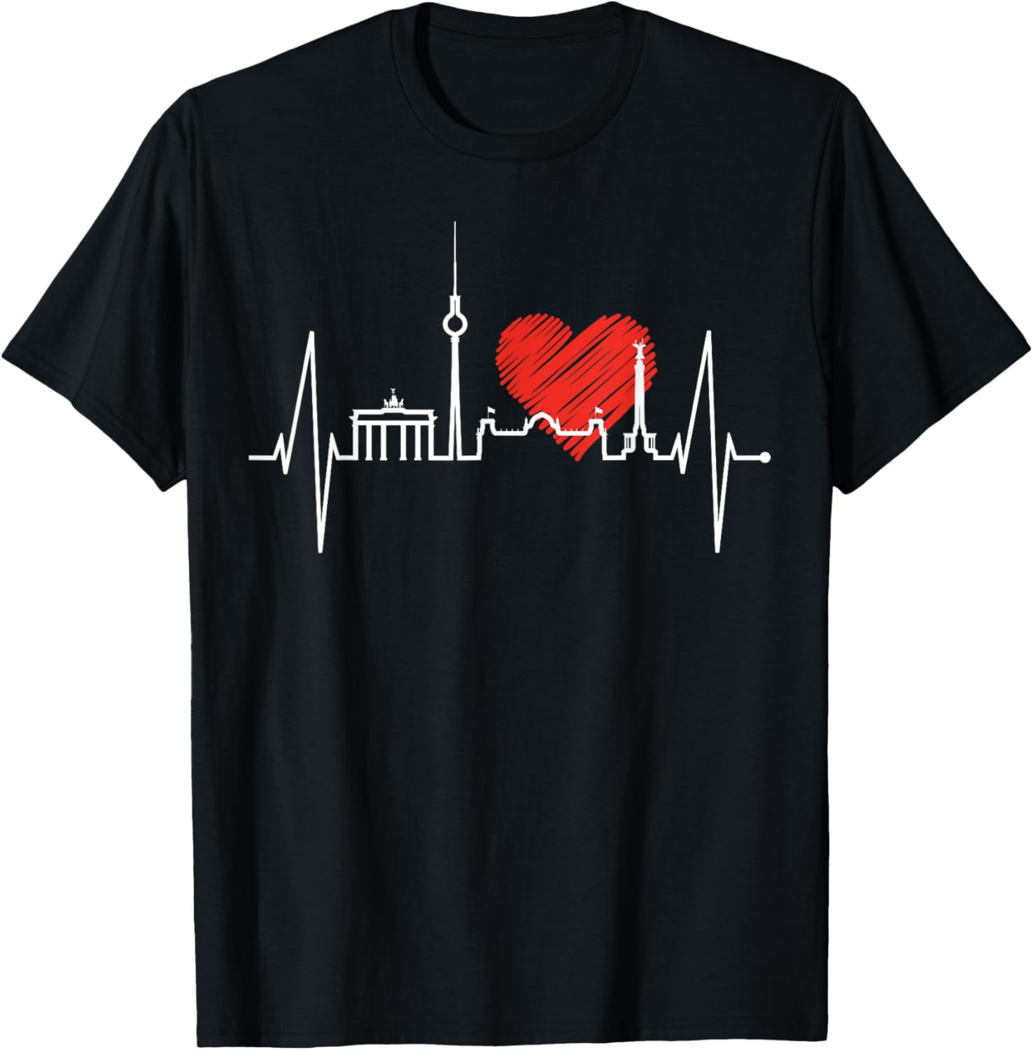 Berlin Skyline Heartbeat Heart Germany Lover Capital Berlin T-ShirtMen ...