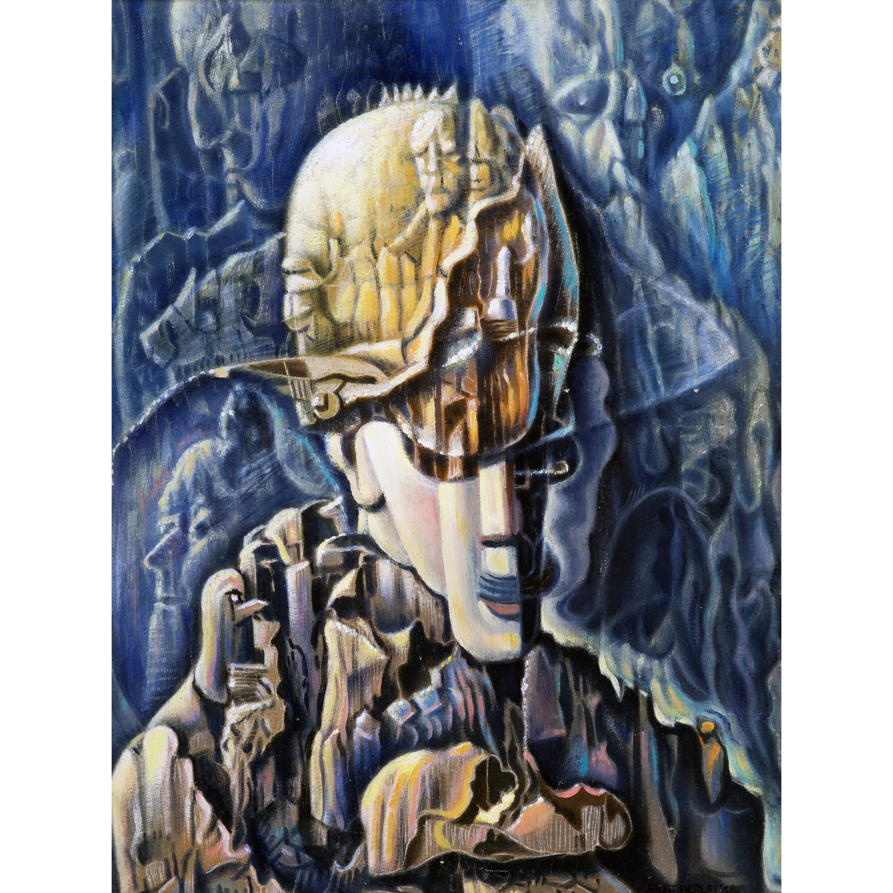 Berlin Surreal Face Horror Portrait Painting Extra Large Art Print Wall ...