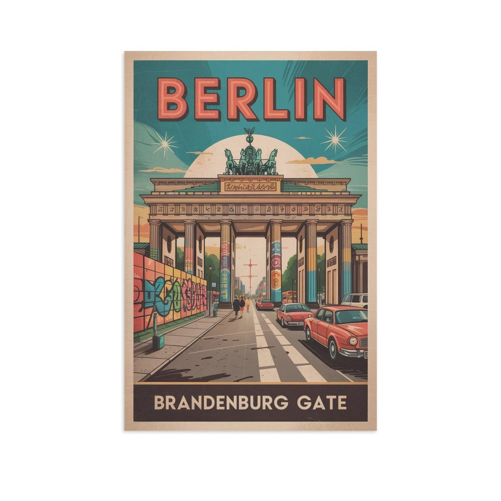 Berlin Wall Classic Poster Retro Berlin Cityscape with Historic ...