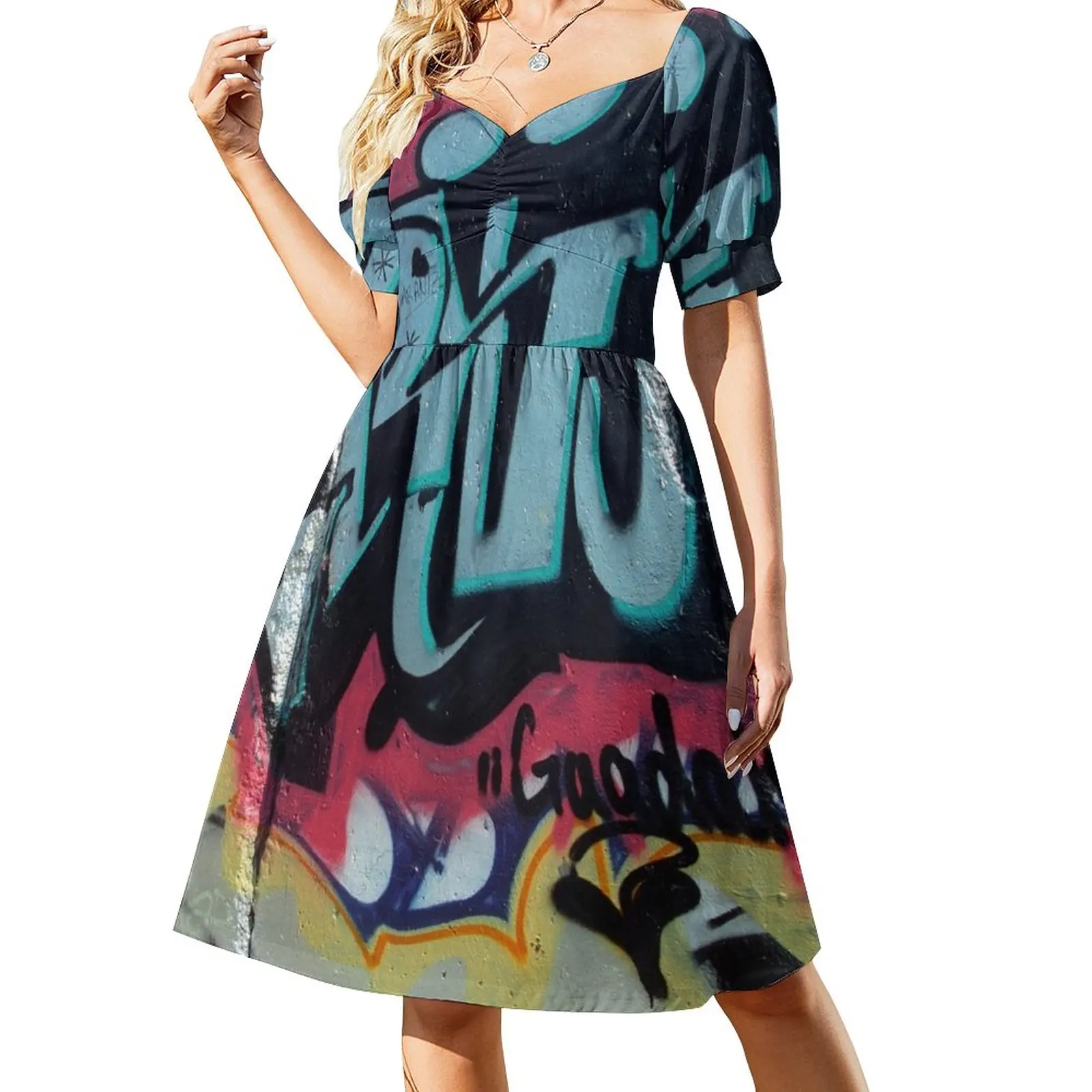 Berlin Wall Graffiti Sleeveless Dress women's elegant loose dresses ...
