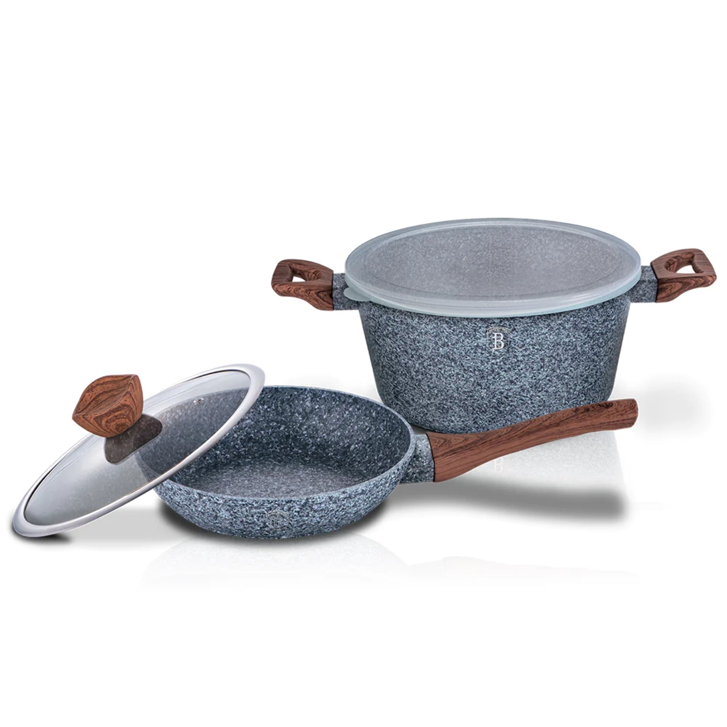 BerlingerHaus Nonstick 4-Piece Kitchen Cookware Set, Gray Stone ...
