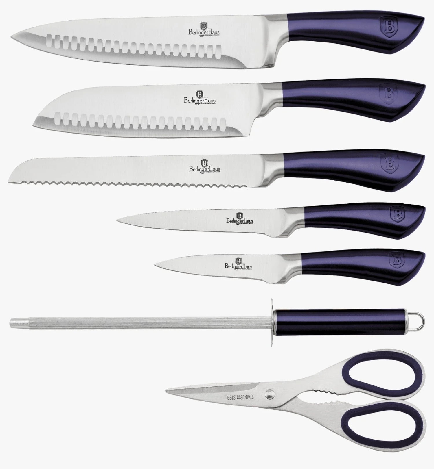 BerlingerHaus 8-Piece Kitchen Knife Set With Acrylic Stand Knives Set ...