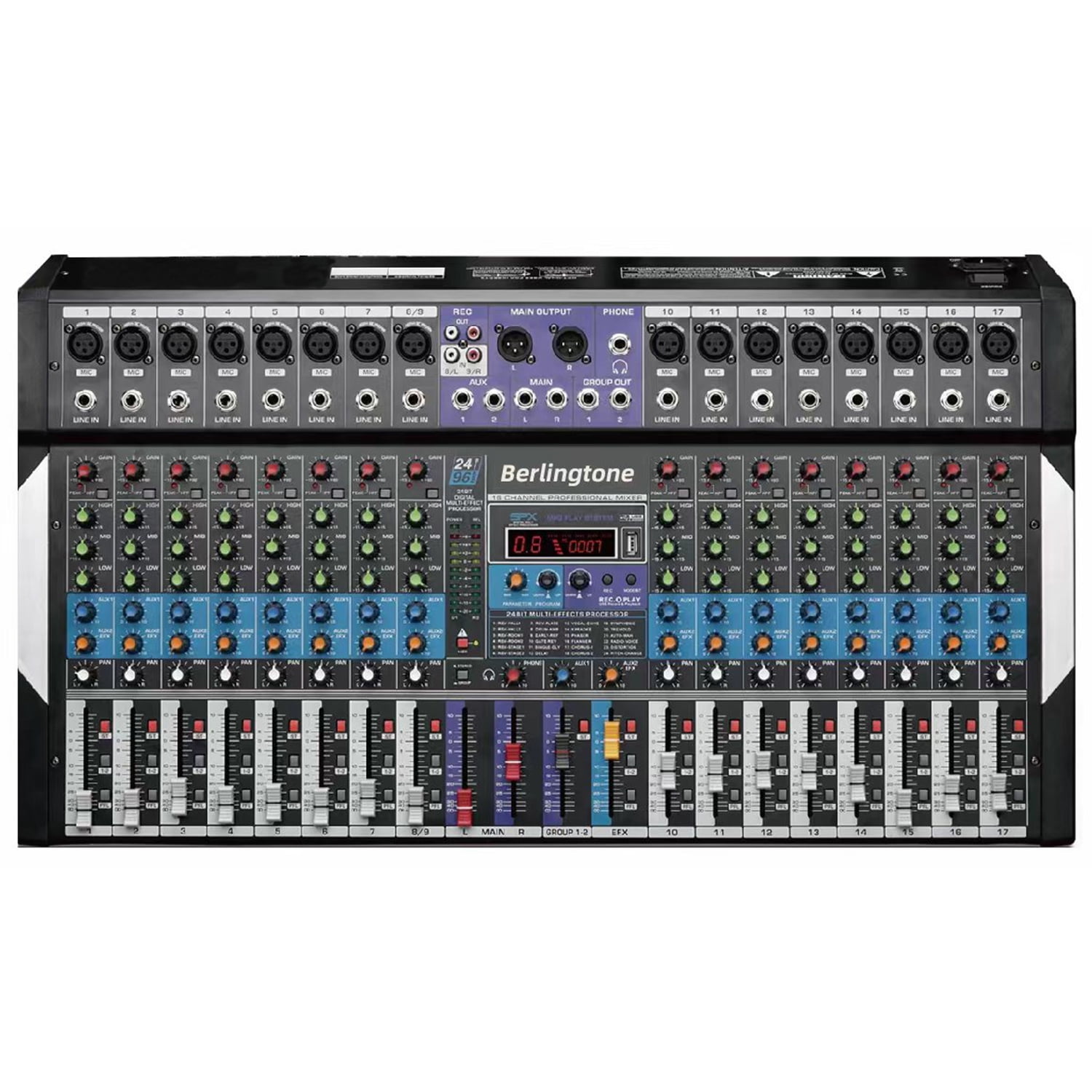 Berlingtone BR-16MX- 16 Ch. Bluetooth Audio Mixer, DJ Controller, USB ...