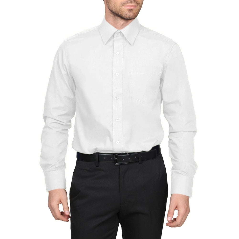 Berlioni Classic Regular Fit Solid Button Up Long Sleeve Pocket Work ...