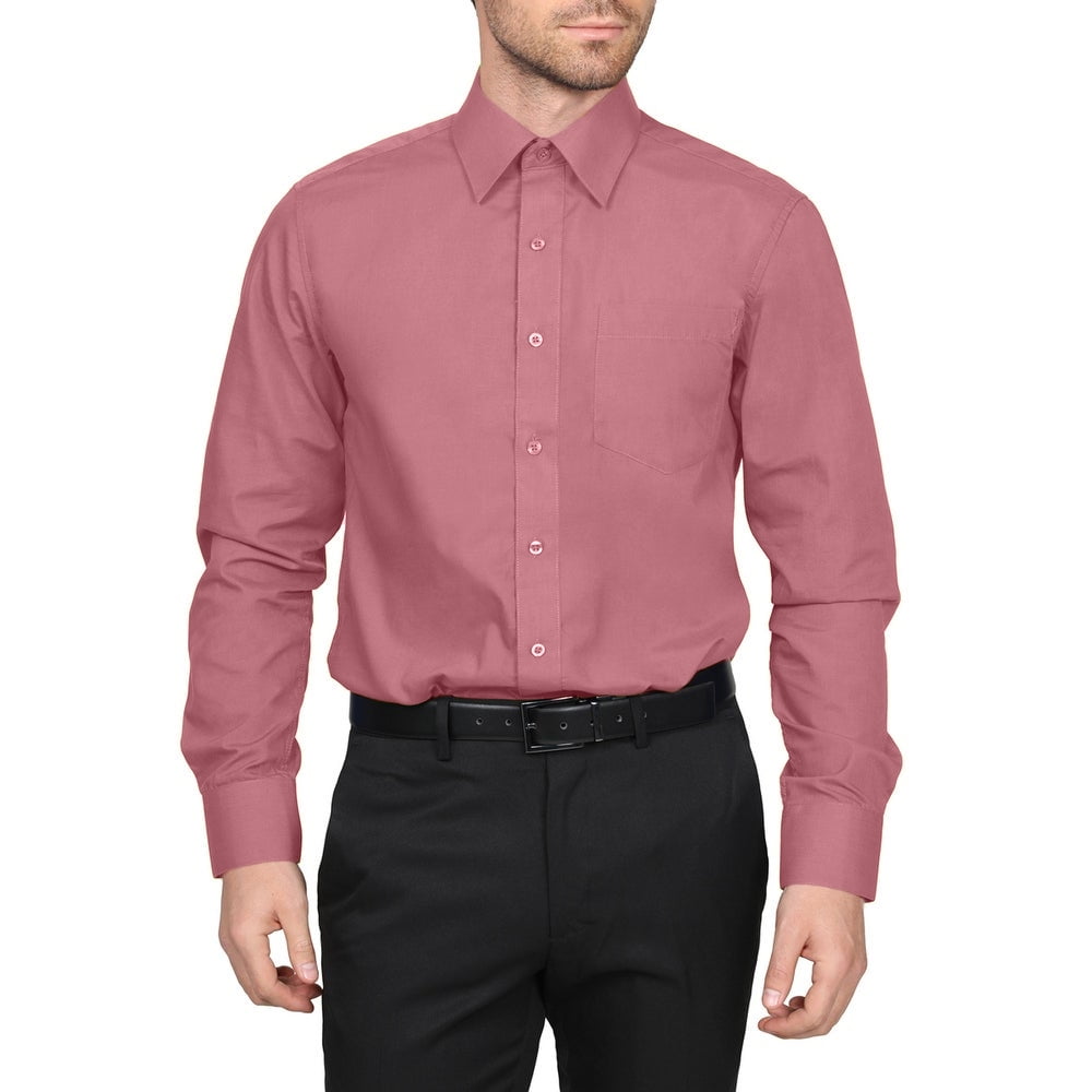 Berlioni Classic Regular Fit Solid Button Up Long Sleeve Pocket Work ...