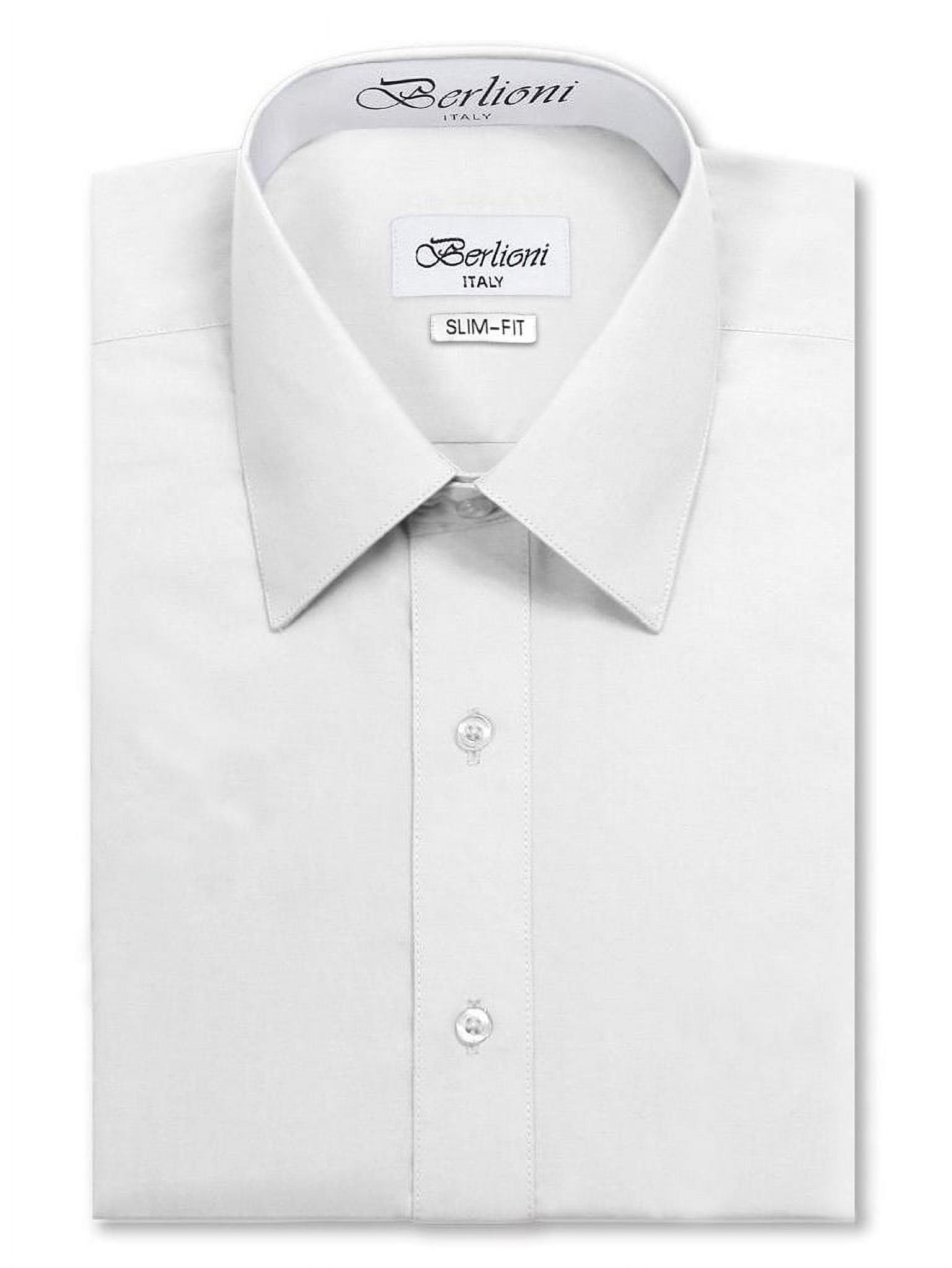 Berlioni Italy Men's Slim-Fit Premium French Convertible Cuff Solid ...
