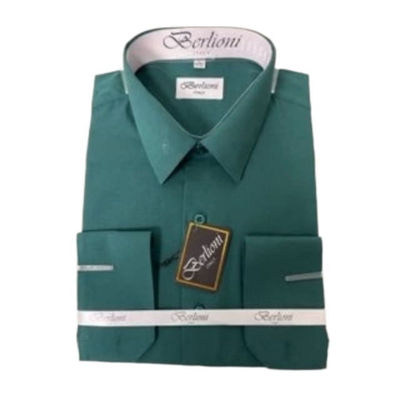 Zang Fashion Men's French Convertible Cuff Dress Shirt, Hunter Green ...