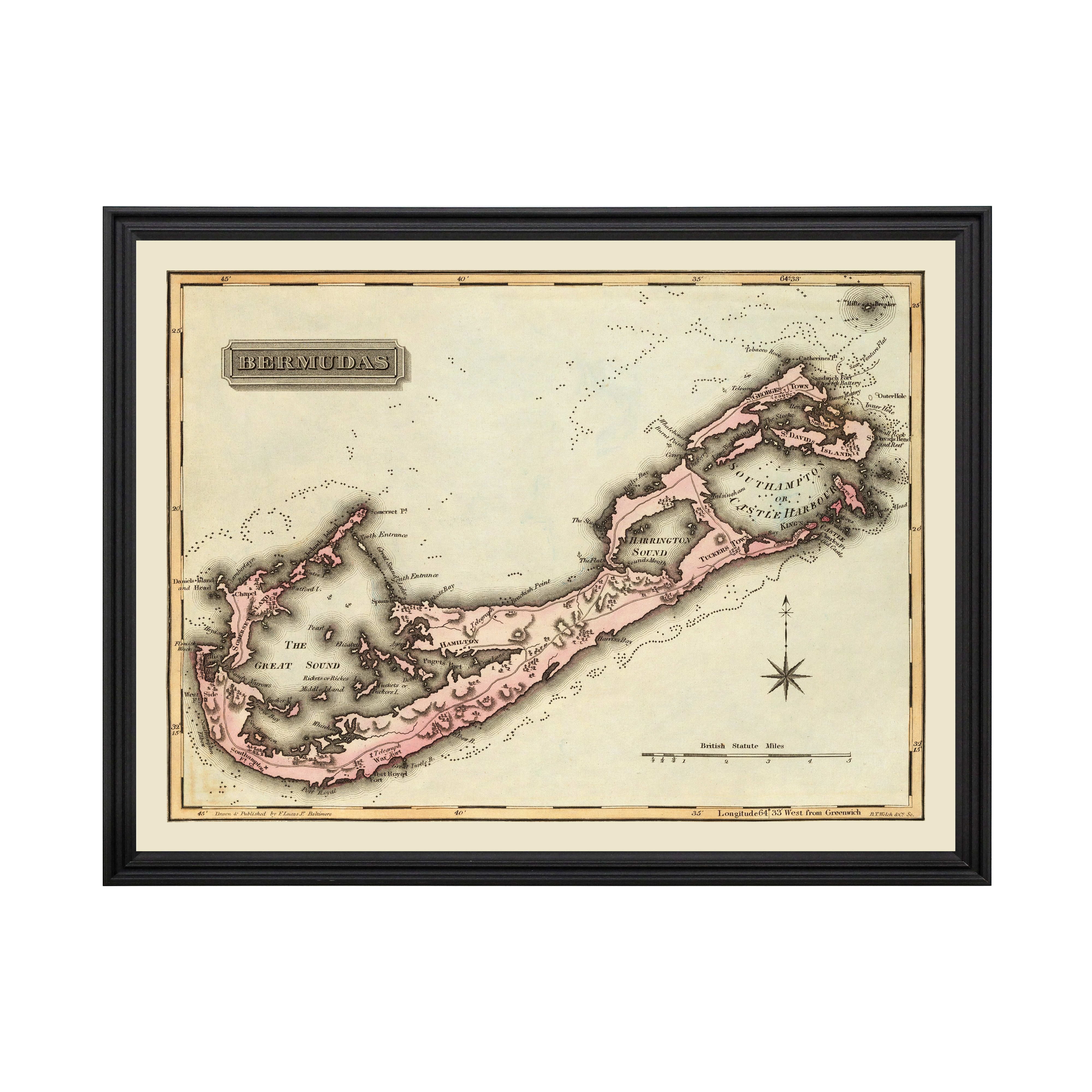 Bermuda Bermuda Art, 1823 Vintage Map of Bermuda Bermuda History Wall ...