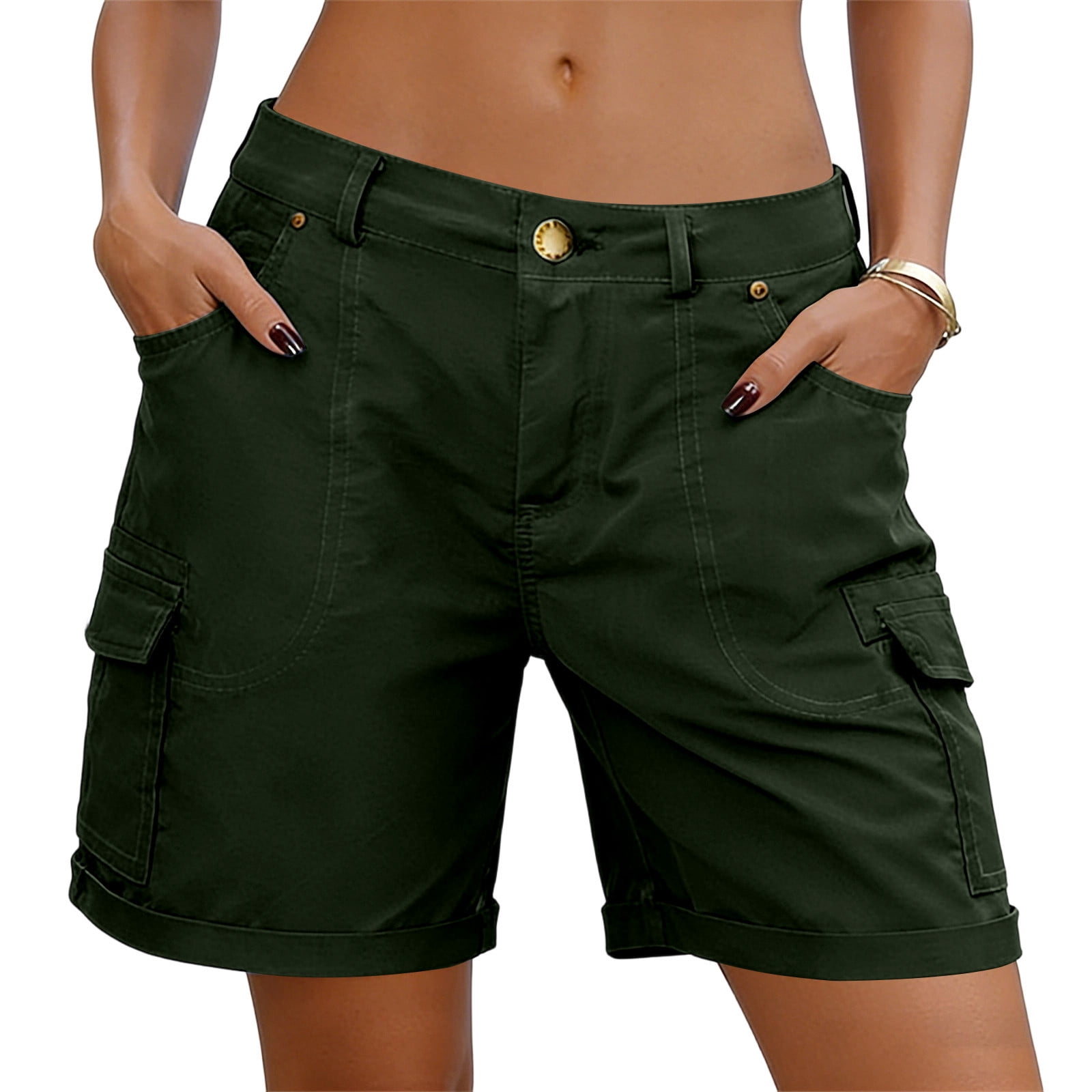 Bermuda Cargo Shorts for Women Baggy Hiking Golf Shorts High Waist 6 ...