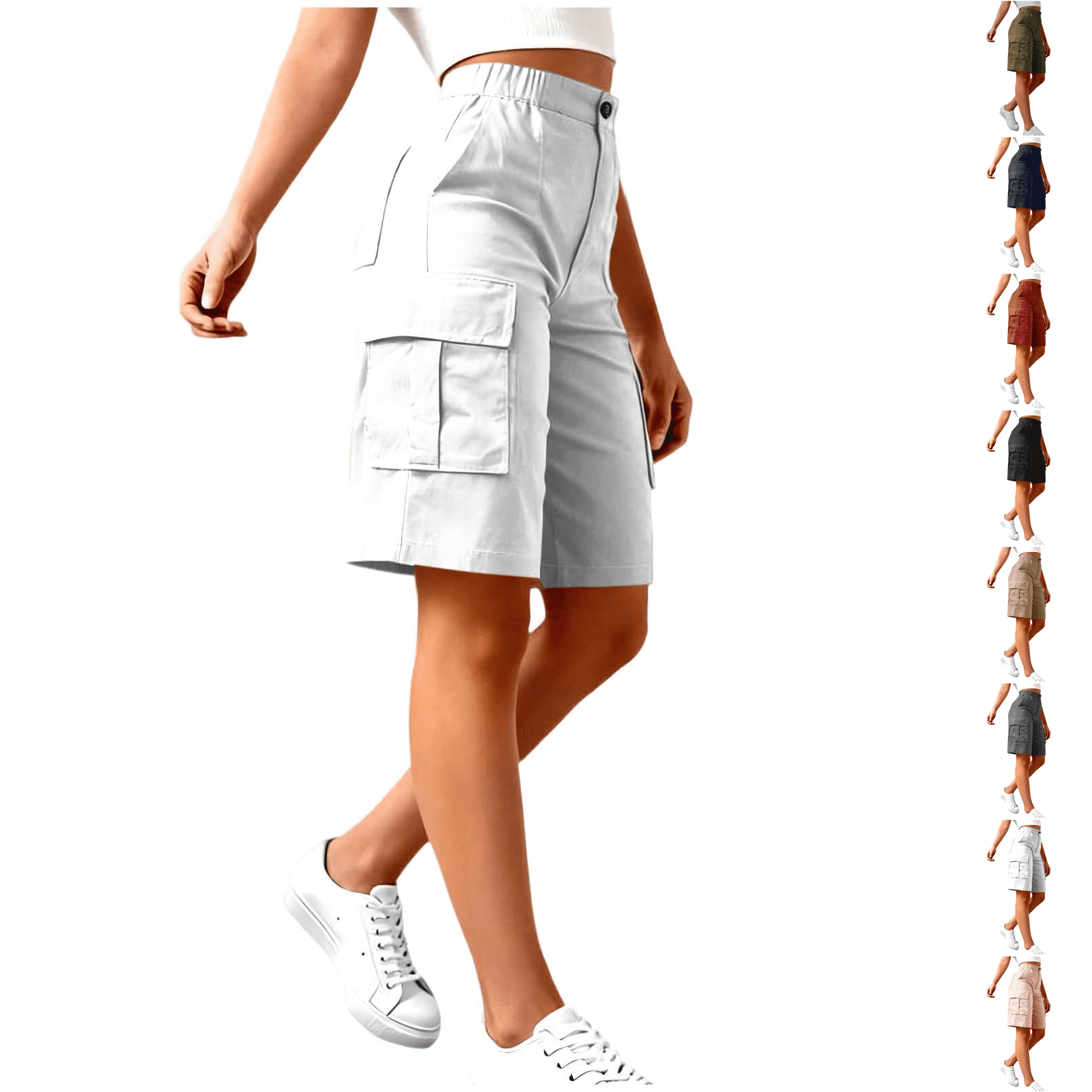 Bermuda Cargo Shorts for Women High Waisted Jorts with Multi-Pockets ...