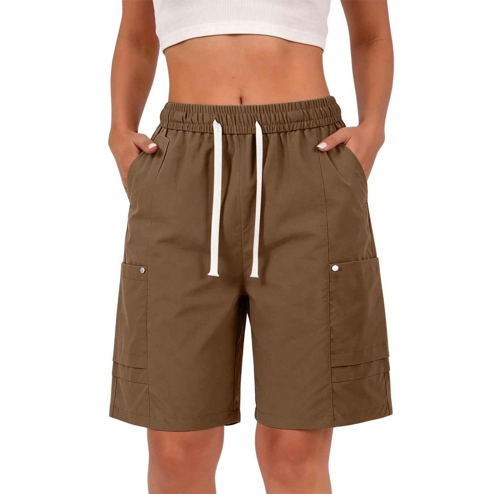 Bermuda Cargo Shorts for Women Knee Length Lightweight Quick Dry Cargo ...