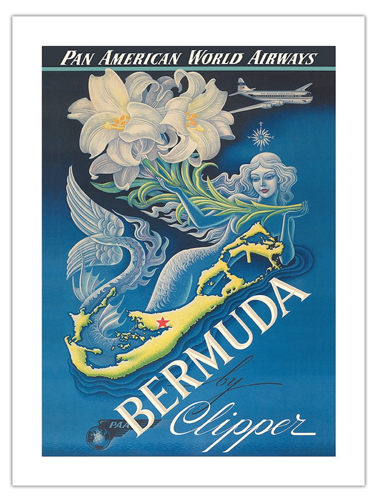 Bermuda by Clipper - Vintage Airline Travel Poster by Boris Artzybasheff c.1947 - Bamboo Fine ...