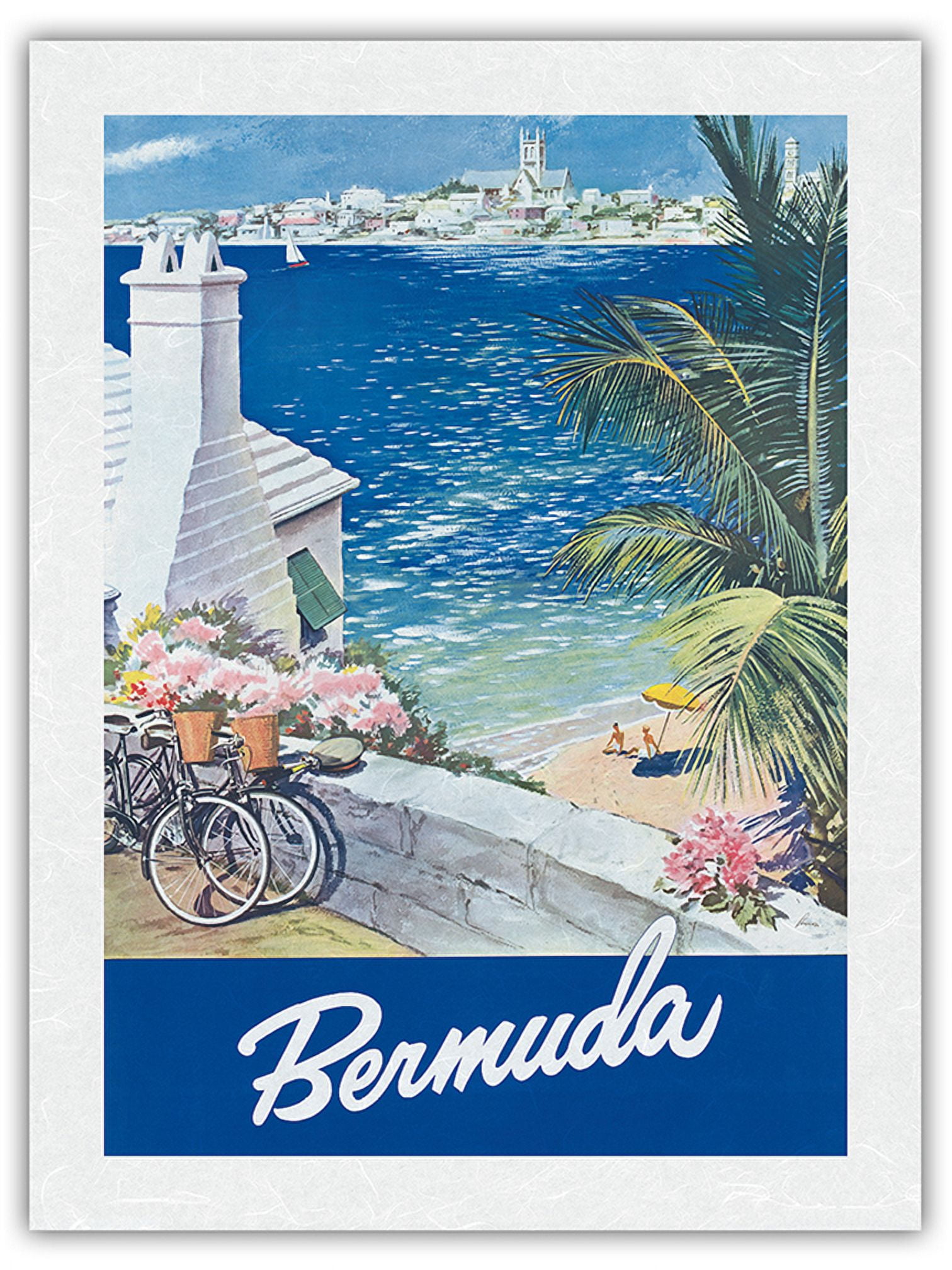 Bermuda - Hamilton Waterfront Main Island Somers Isles - Vintage Travel Poster by Lesnon c.1950s ...