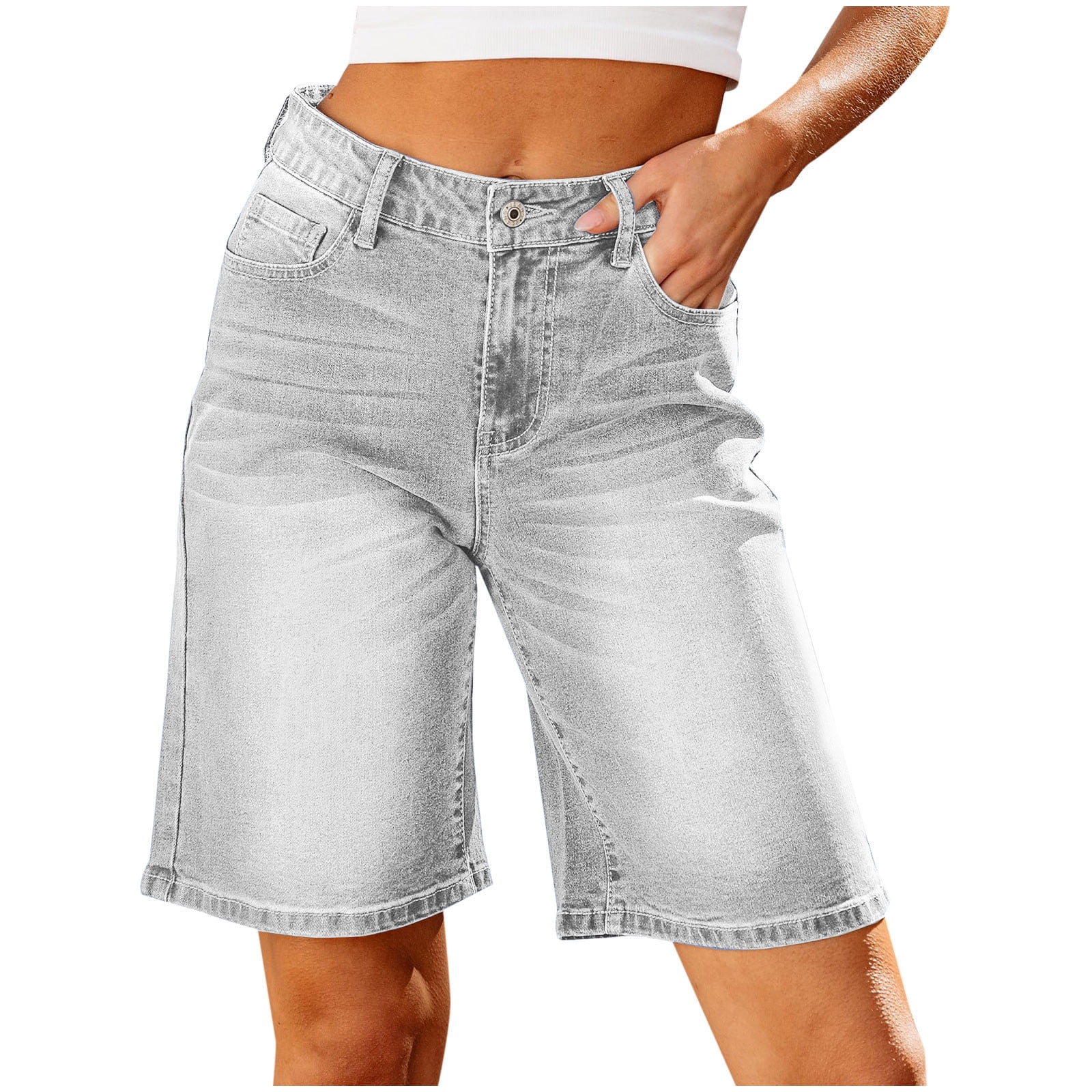 Bermuda Jean Shorts For Women High Waisted Trendy Stretchy Denim Shorts ...