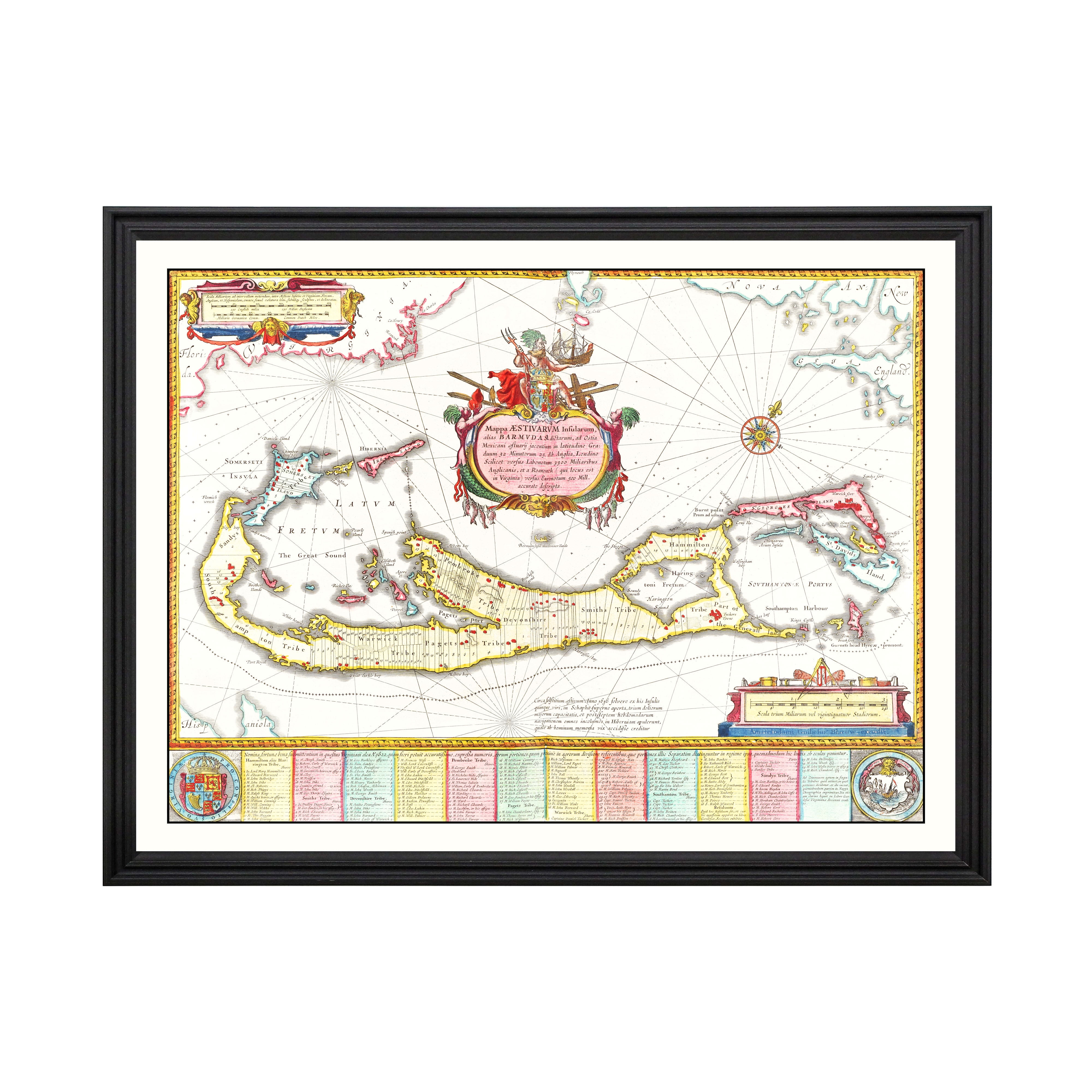Bermuda Map, 1665 Vintage Map of Bermuda History Wall Decor Gift, Old ...