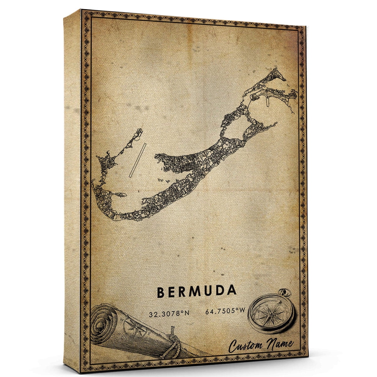 Bermuda Map Poster, Bermuda road Map Art Poster, Canvas, ,Modern Wall ...