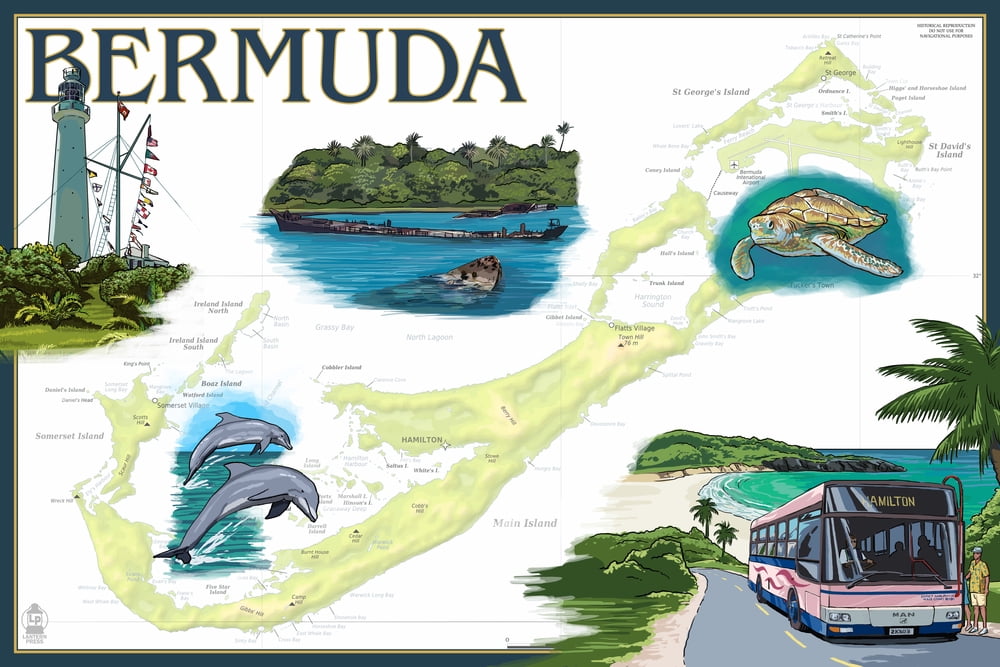 Bermuda, Nautical Chart (16x24 Giclee Gallery Art Print, Vivid Textured ...