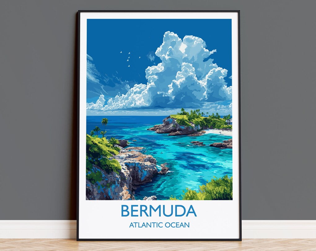 Bermuda Print Wall Art, Travel Poster Of Bermuda, Atlantic Ocean ...