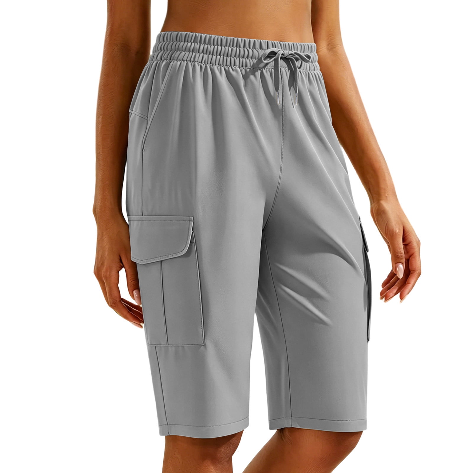 Bermuda Shorts For Women Knee Length Wide Leg Cargo Shorts Drawstring ...