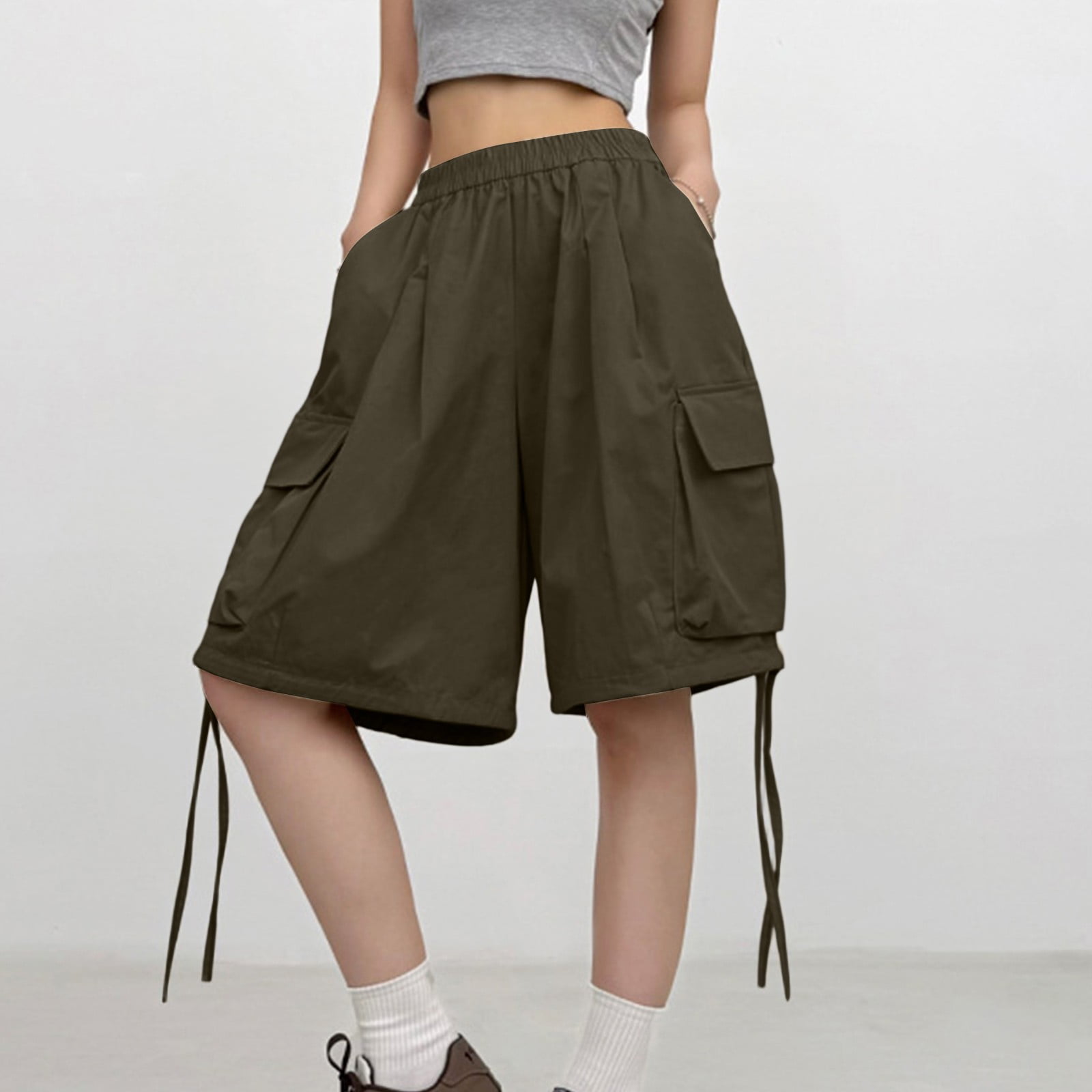 Bermuda Shorts for Women Cargo Shorts Long Shorts Khaki Summer ...