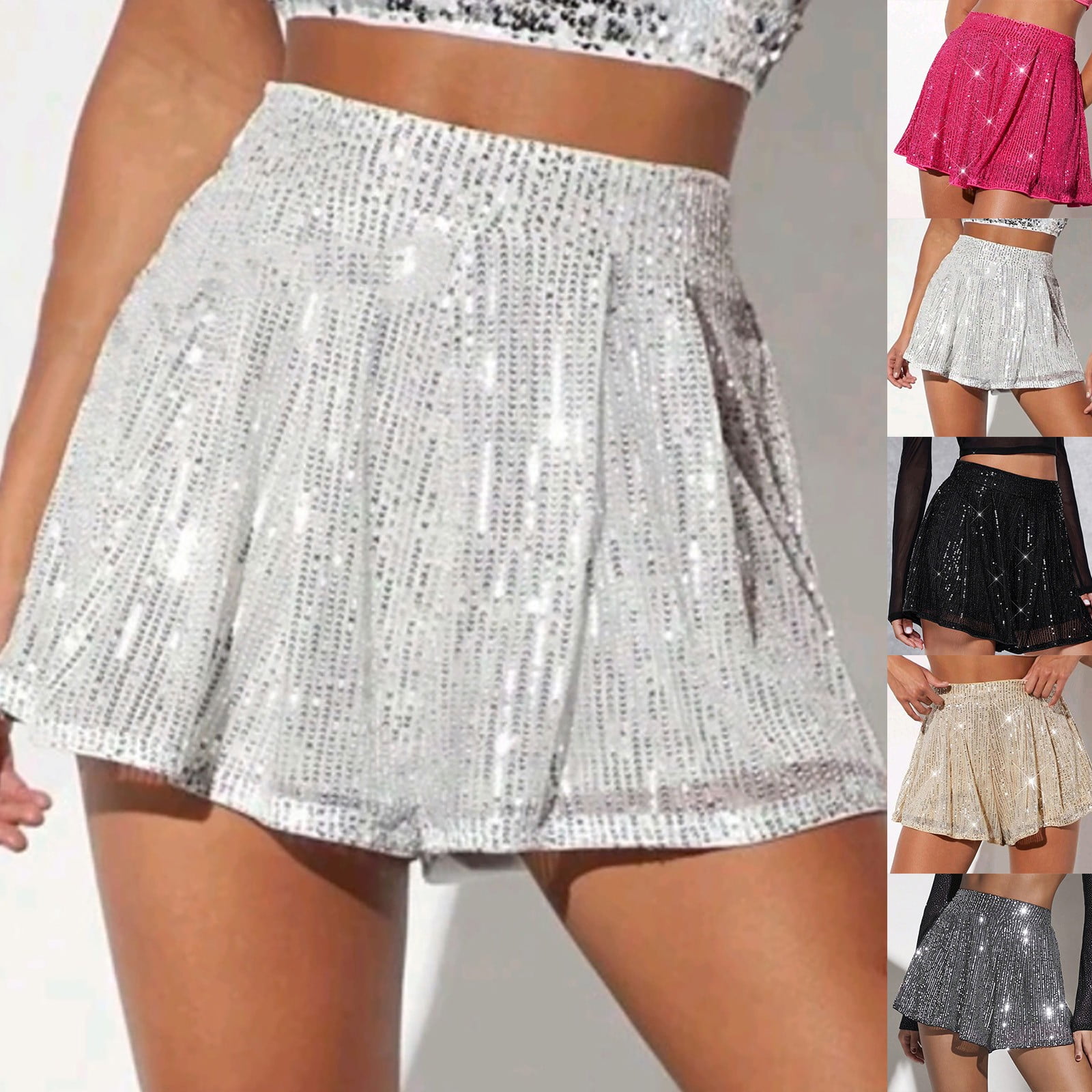 Bermuda Shorts Women Fashion Sparkling Sequined Shorts Sparkling Pants Party Holiday Shorts Plus ...