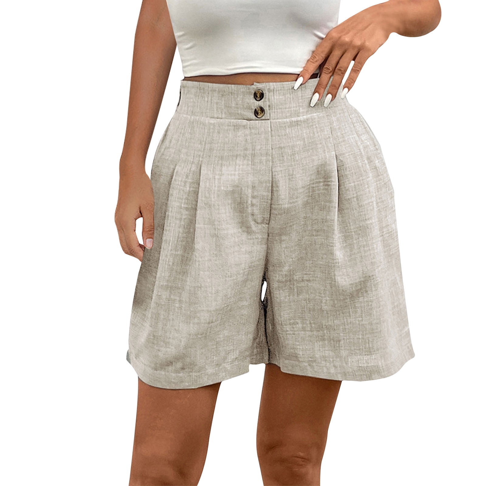 Bermuda Shorts for Women High Waisted Dressy Casual Pleated Shorts Wide ...