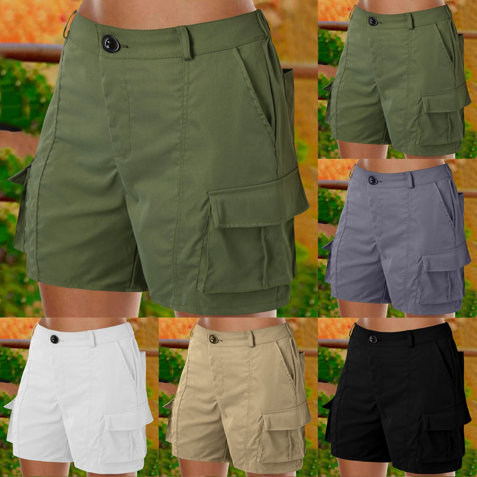 Bermuda Shorts Women Loose Solid Color Mini Pant Summer Beach Buttons ...
