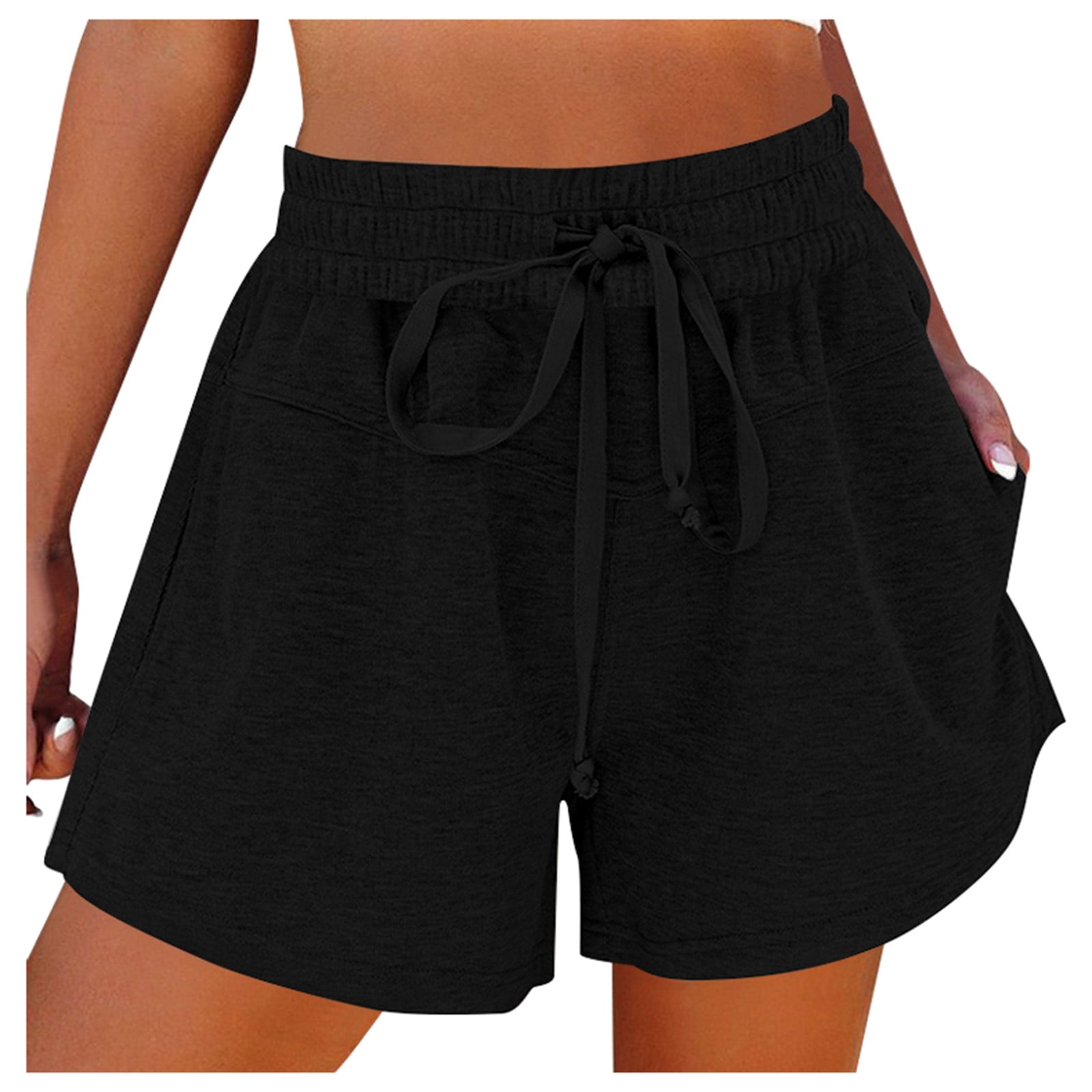 Bermuda Shorts for Women Spring Summer Fashion Tie Up Solid Color ...