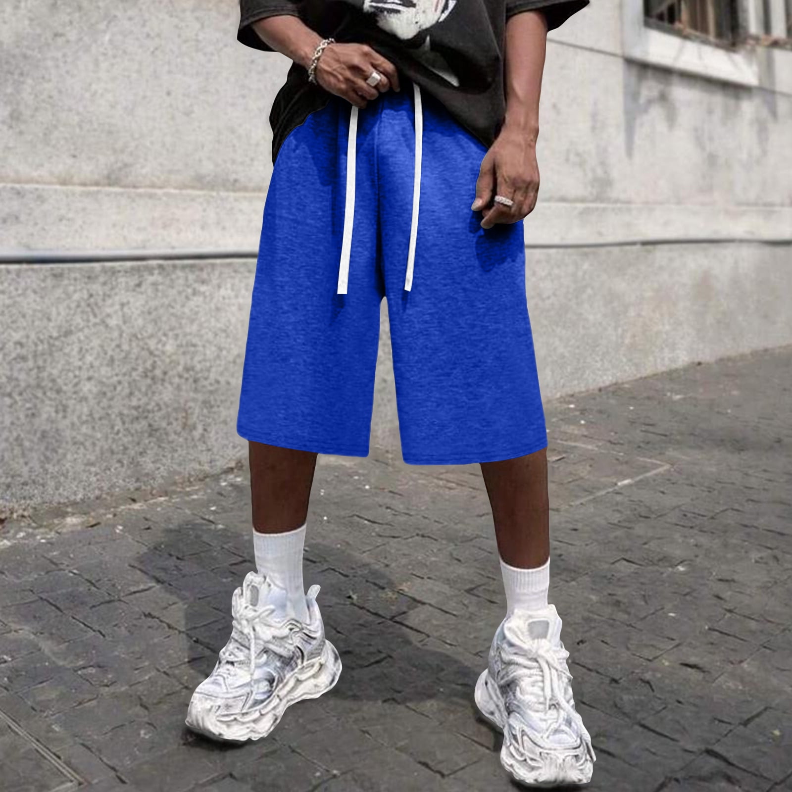 Bermuda Shorts for Men Under Knee Baggy Sweat Shorts 2026 Fleece Cotton ...