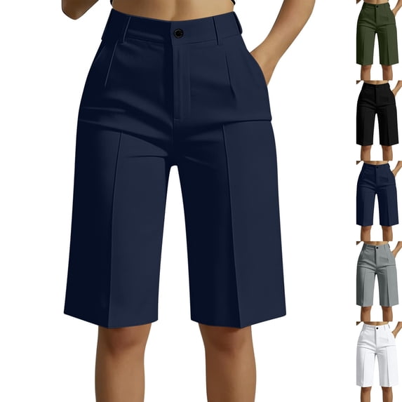 Bermuda Shorts for Women Dressy Casual High Waisted Summer Work Knee ...