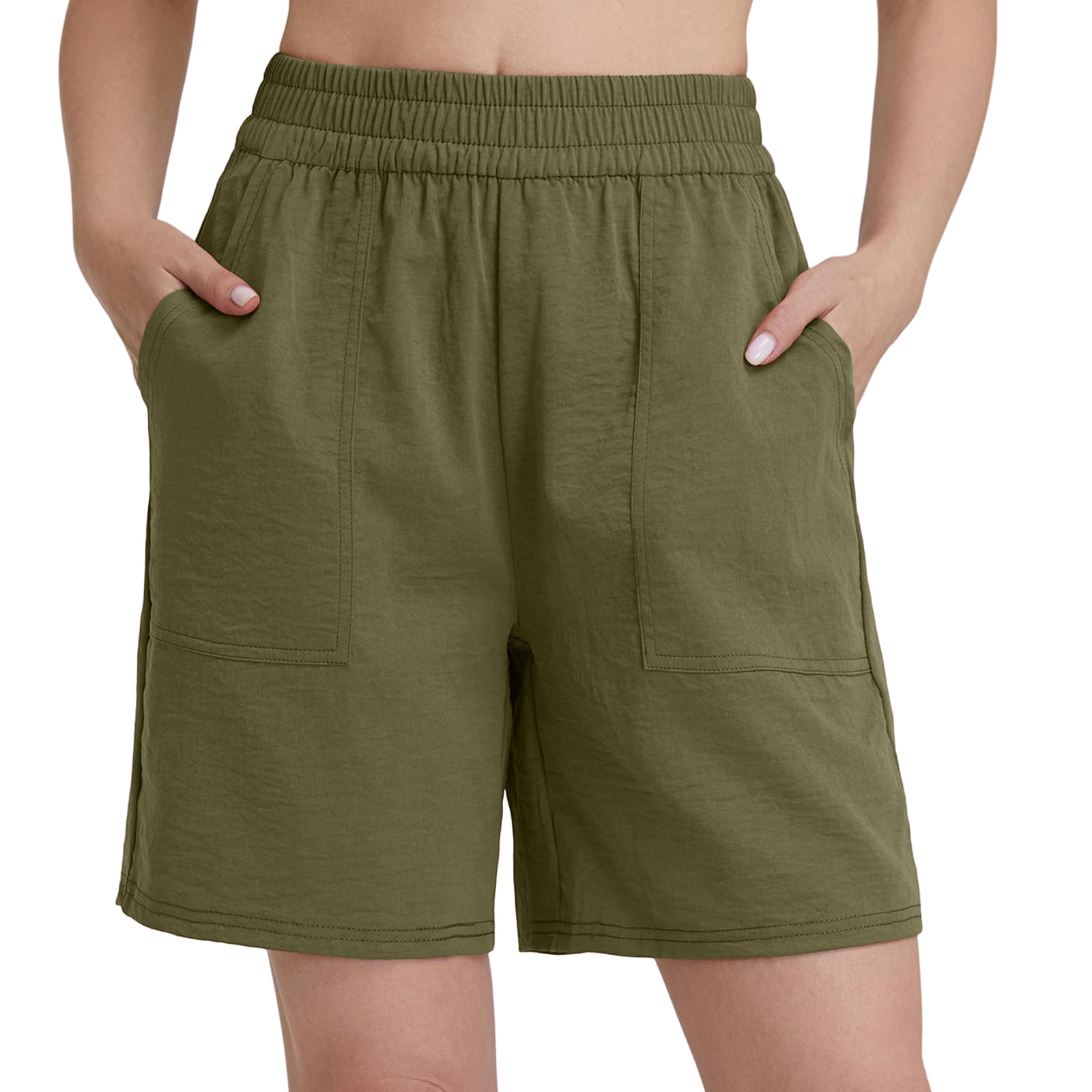 Bermuda Shorts for Women Elastic Waist Casual Loose Shorts Pull On ...