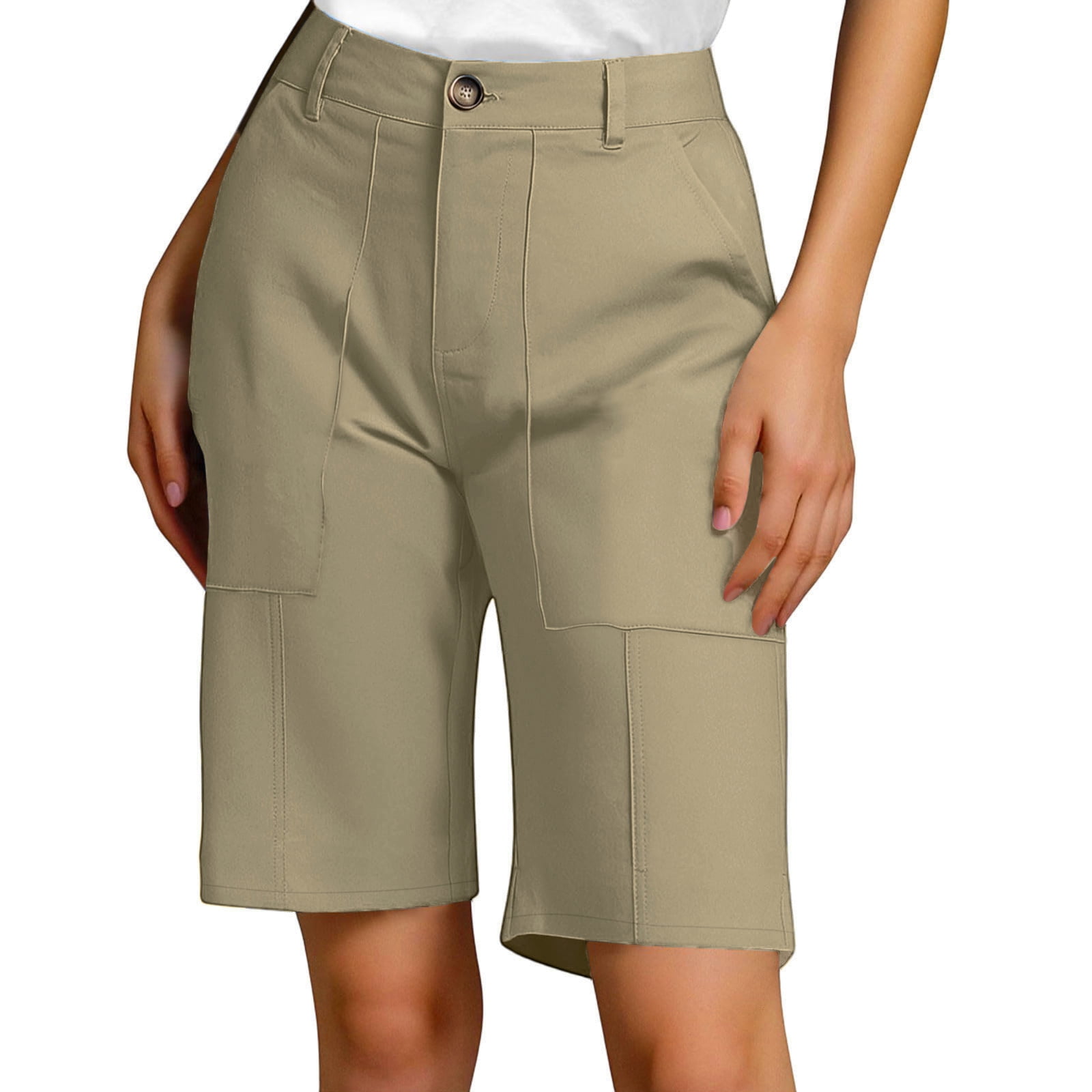Bermuda Shorts for Women High Waisted Straight Leg Knee Length Shorts ...