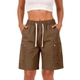 Bermuda Shorts for Women Knee Length Casual Wide Leg Drawstring Hiking ...