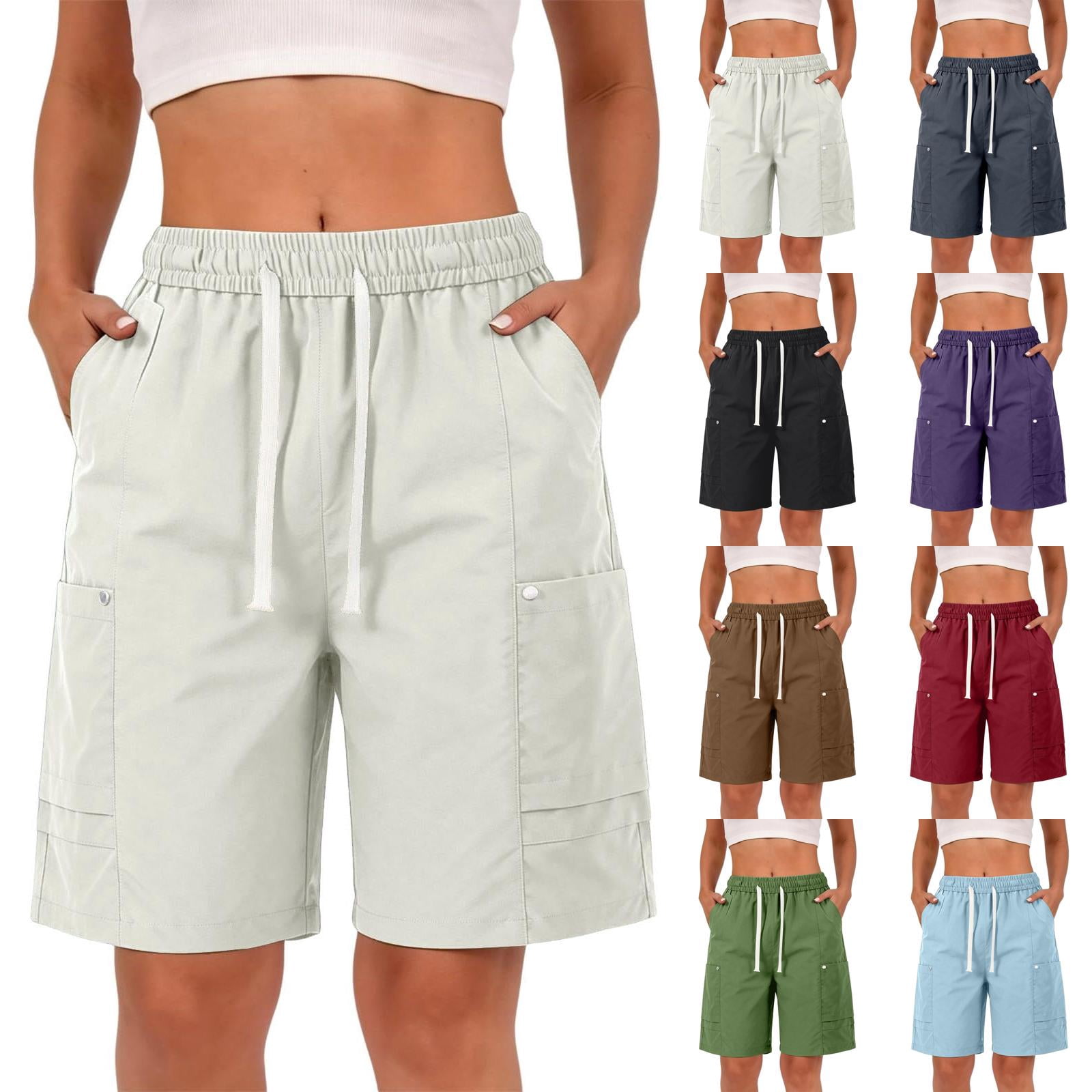 Bermuda Shorts for Women Knee Length Summer Casual Wide Leg Baggy ...