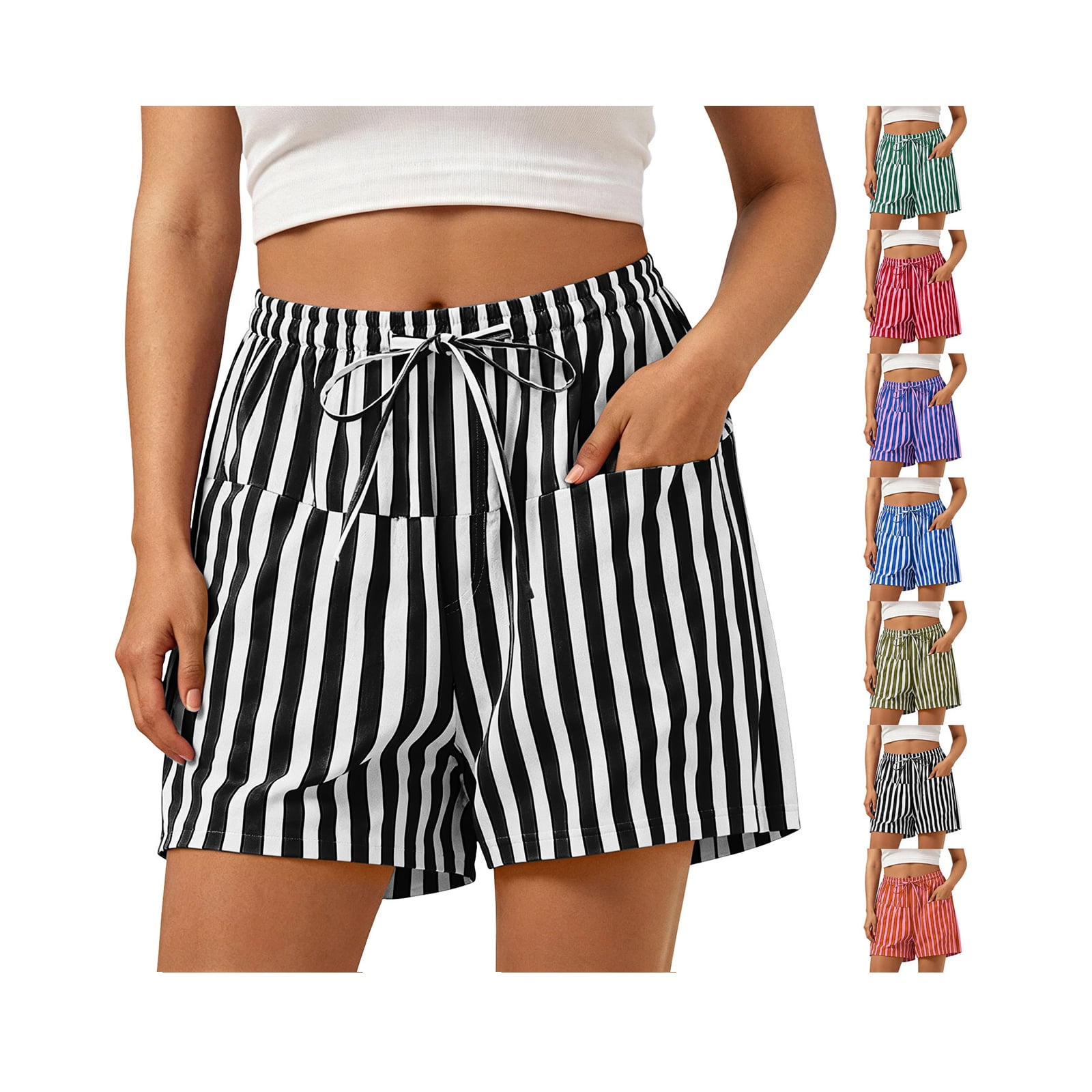 Bermuda Shorts for Women Straight Leg Knee Length Capris Stretch Loose ...