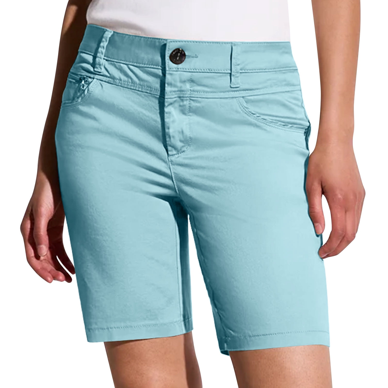 Bermuda Shorts for Women, Summer Trendy Casual High Waisted Chino ...