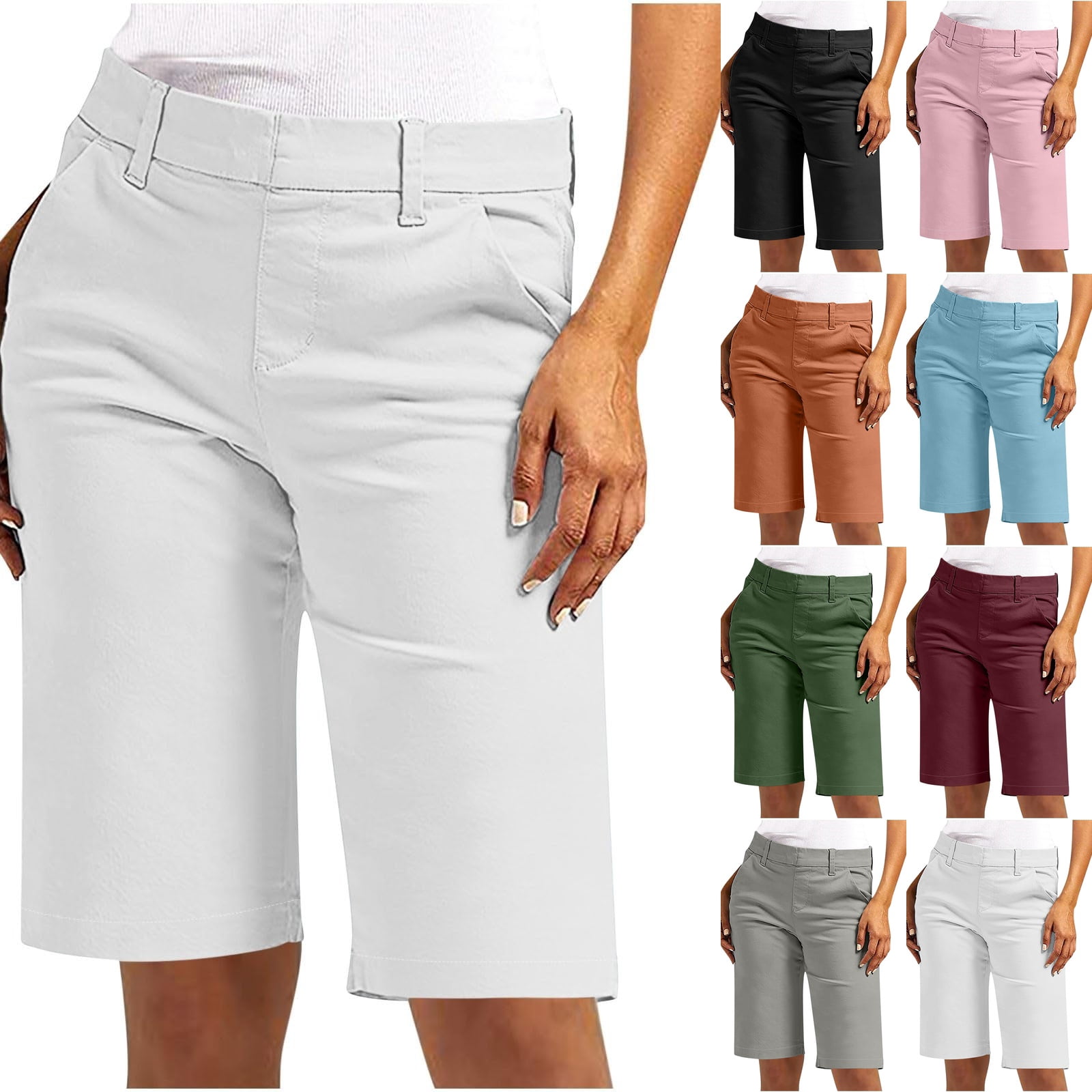 Bermuda Shorts for Women Trendy Casual Summer High Waisted Chino Shorts ...