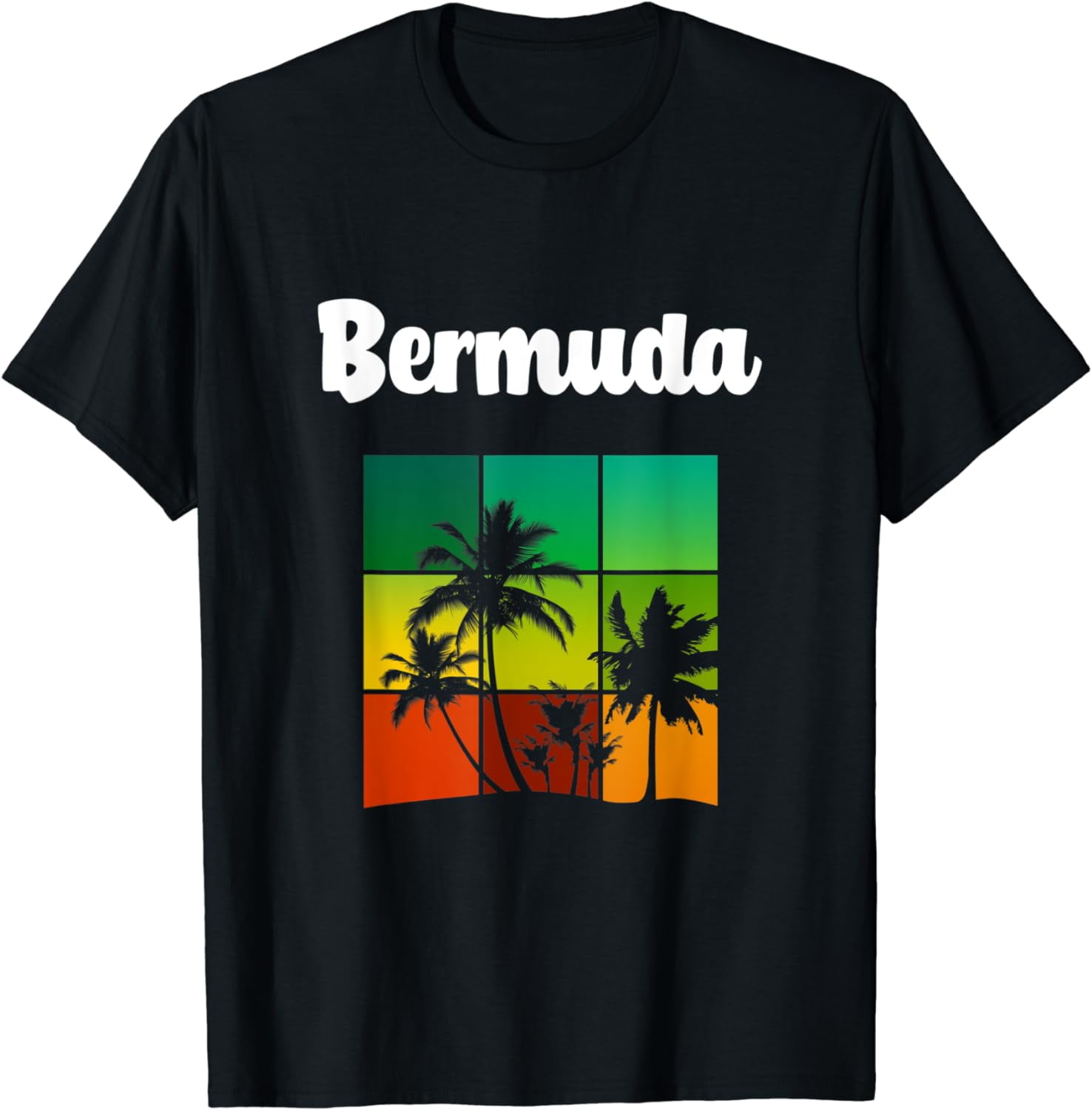 Bermuda Souvenir T-Shirt Retro Palm Trees Sunset Graphic Tee - Walmart.com