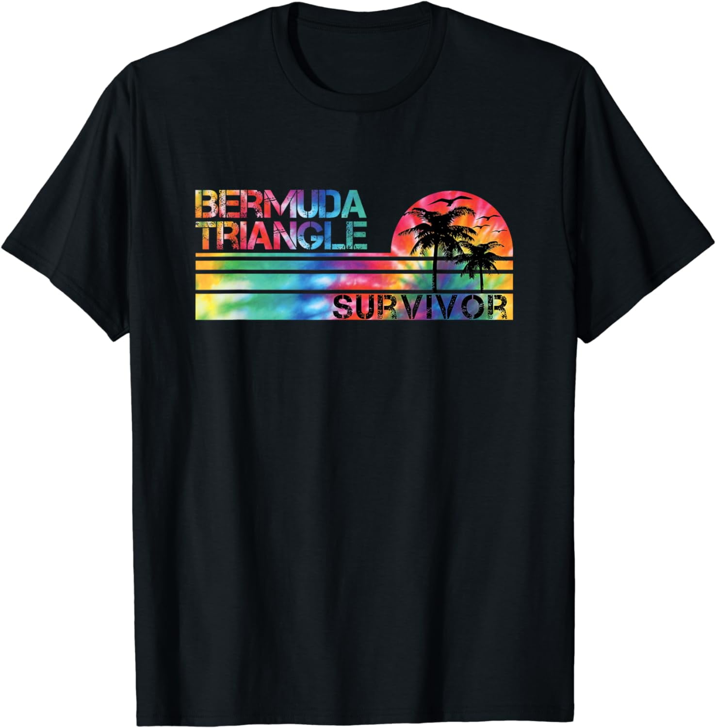 Bermuda Triangle Survivor Tie Dye Vintage Inspired Striped T-Shirt ...