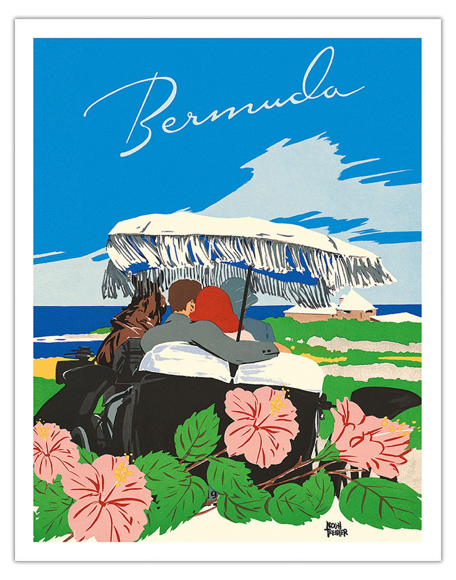 Bermuda - Vintage Travel Poster by Adolph Treidler c.1940s - Fine Art ...