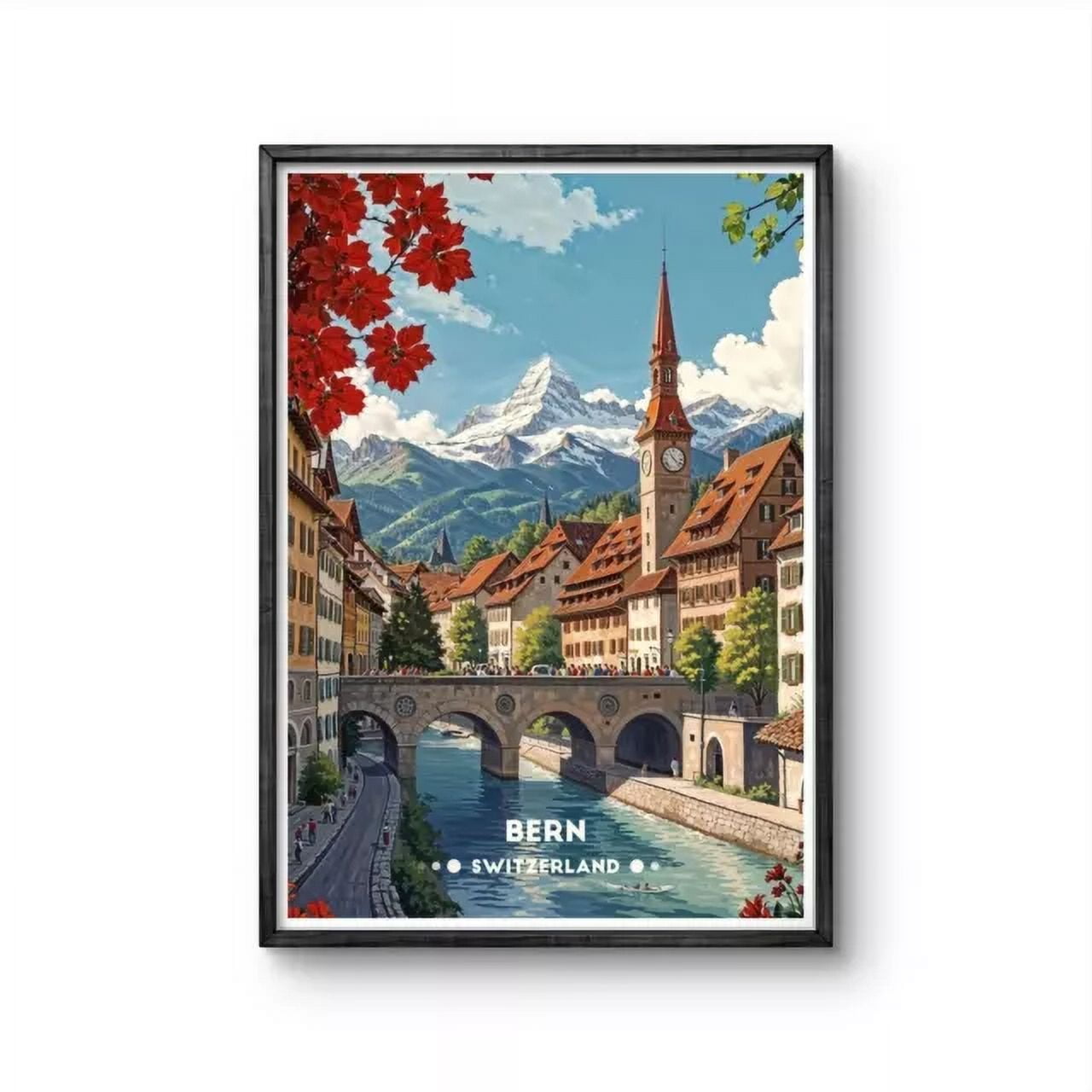 Bern Switzerland Vintage Poster Picturesque Alpine Cityscape Art NO ...