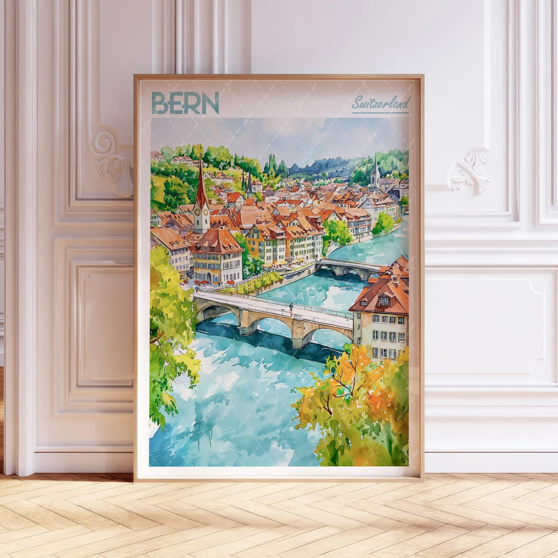 Bern Watercolor Poster - World Cities Wall Art - Switzerland Travel ...