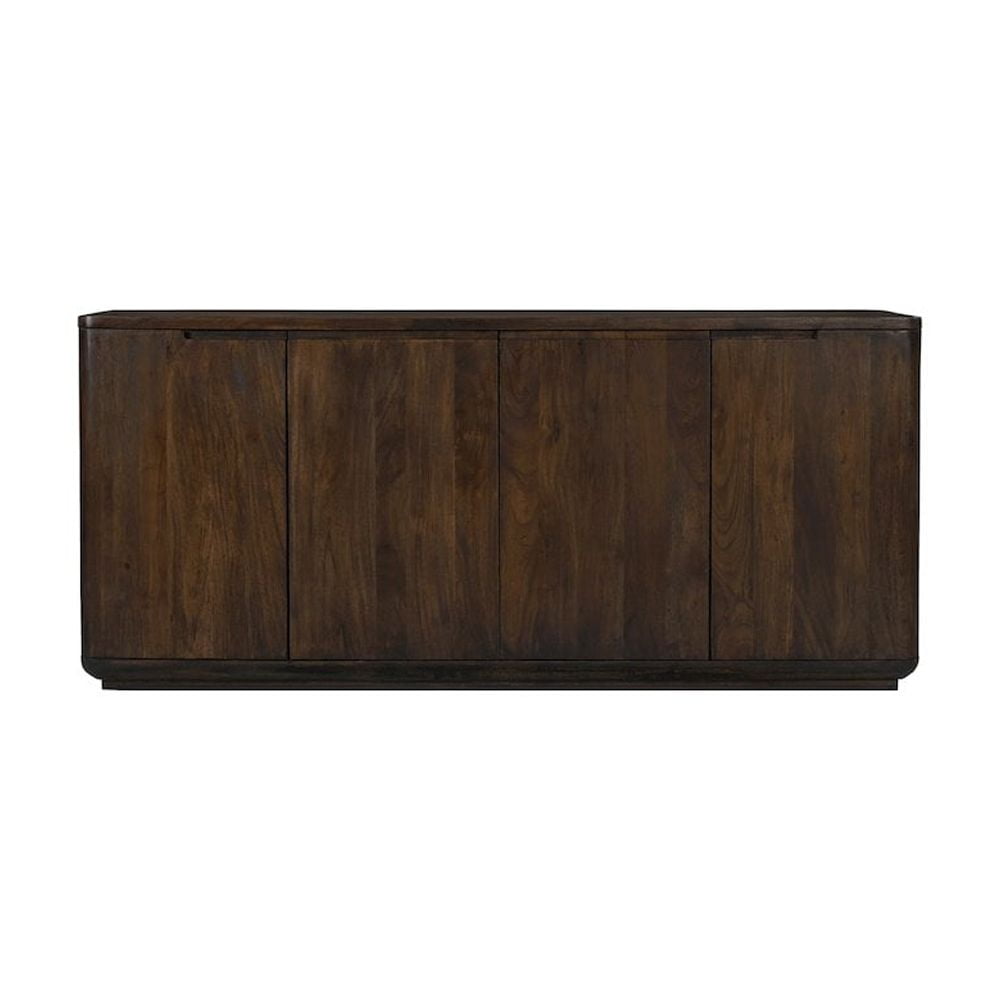Bernard 4-Door Sideboard in Modern Barista Brown Finish on Acacia Solid ...