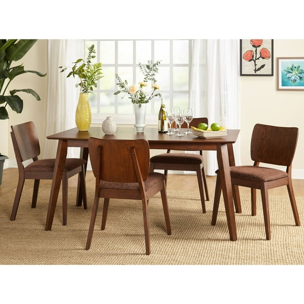 Bernard 5-Piece Dining Set, Dark Walnut - Walmart.com