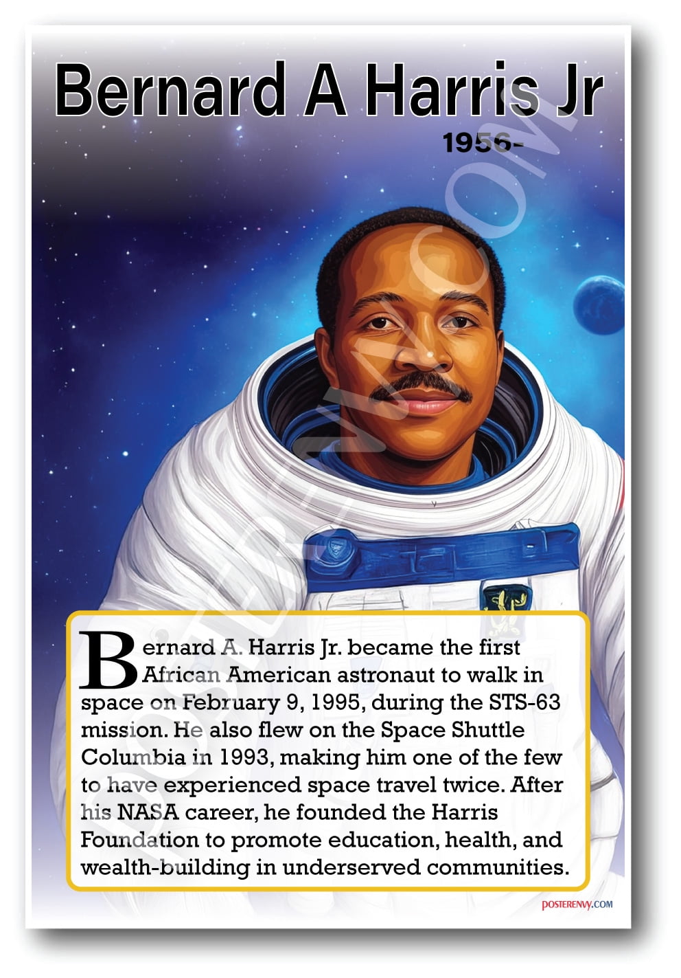 Bernard A Harris Jr - NASA Astronaut - Biography Poster 18 x 12 inch ...