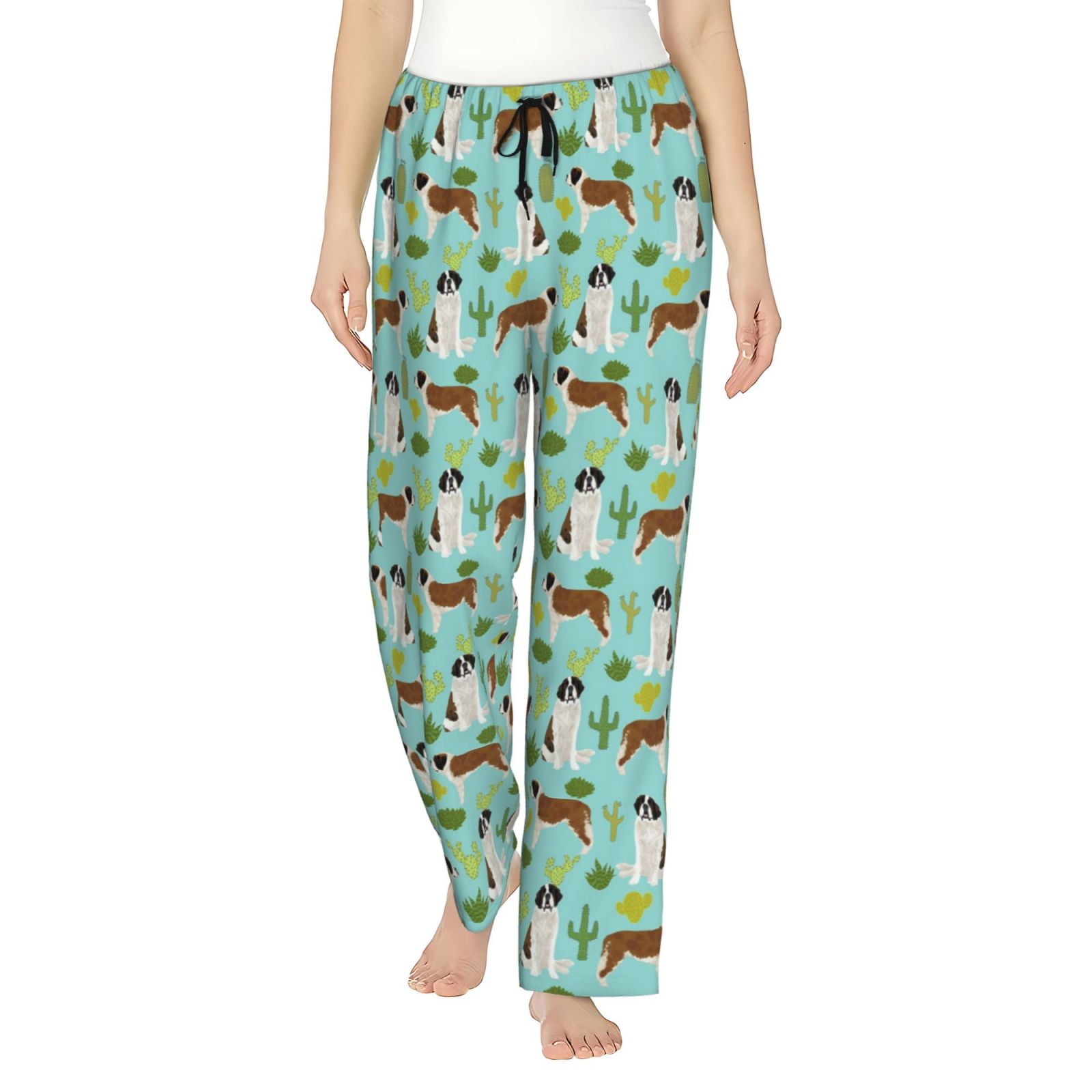 Bernard Dog Breed Pet Cactus Southwest Women's Comfy Pajama Pants With ...