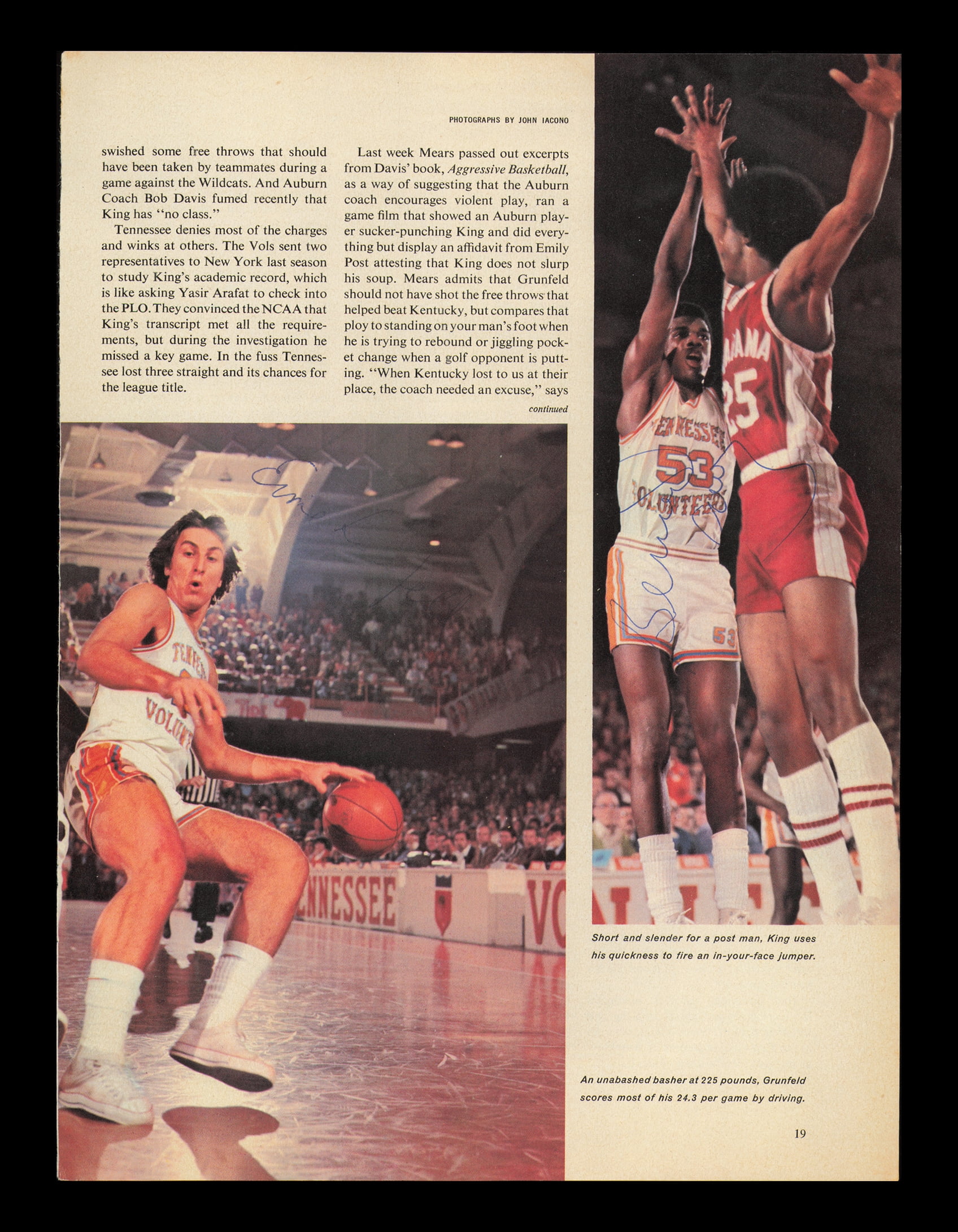 Bernard King & Ernie Grunfeld Autographed 8x11 Magazine Photo Tennessee SKU #238087 - Walmart.com