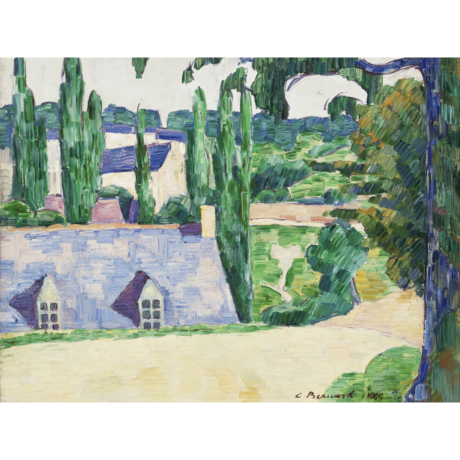 Bernard Pont-aven Landscape Green House Trees Painting Extra Large Art ...