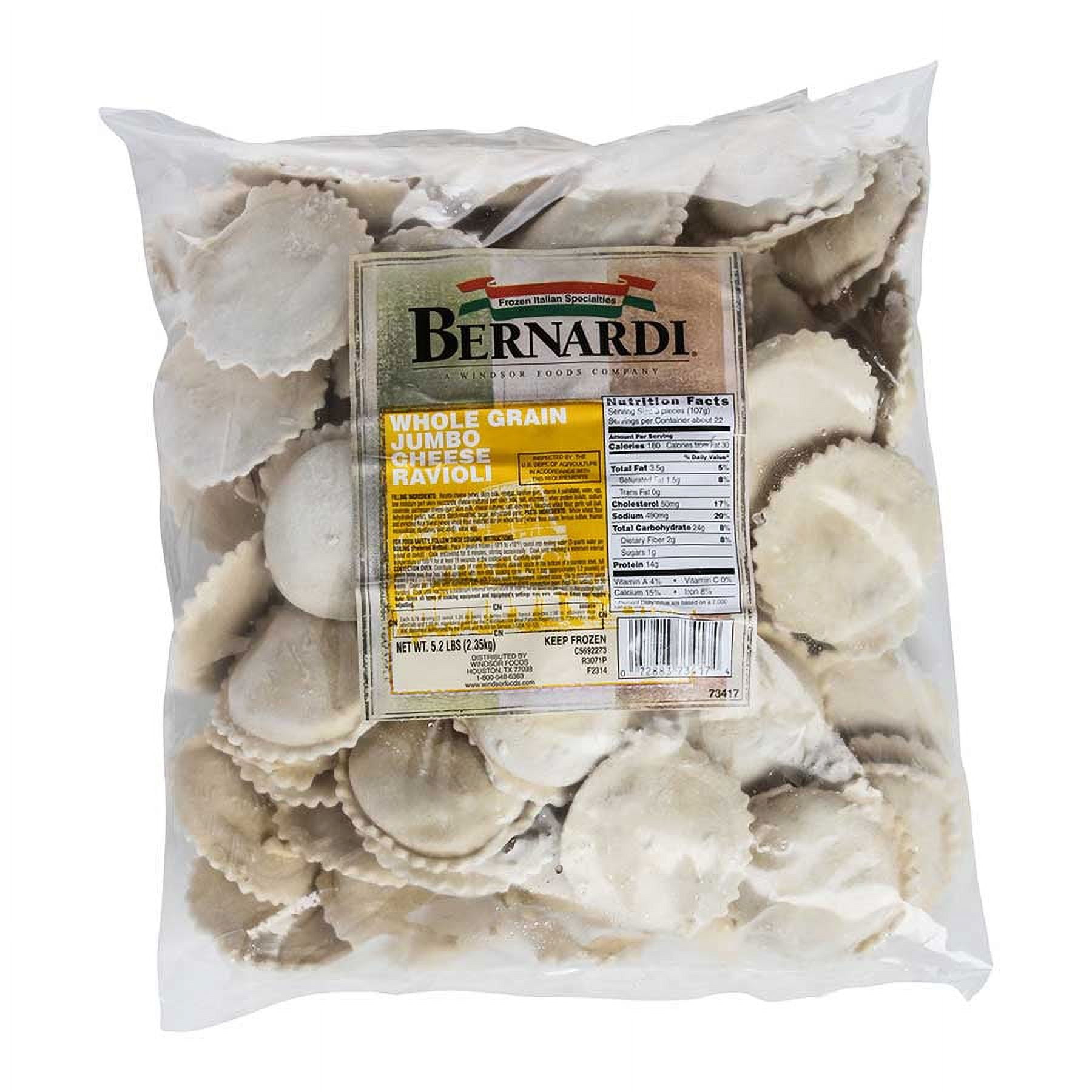 Bernardi Whole Grain Jumbo Cheese Ravioli Pasta, 5.2 Pound -- 2 per ...